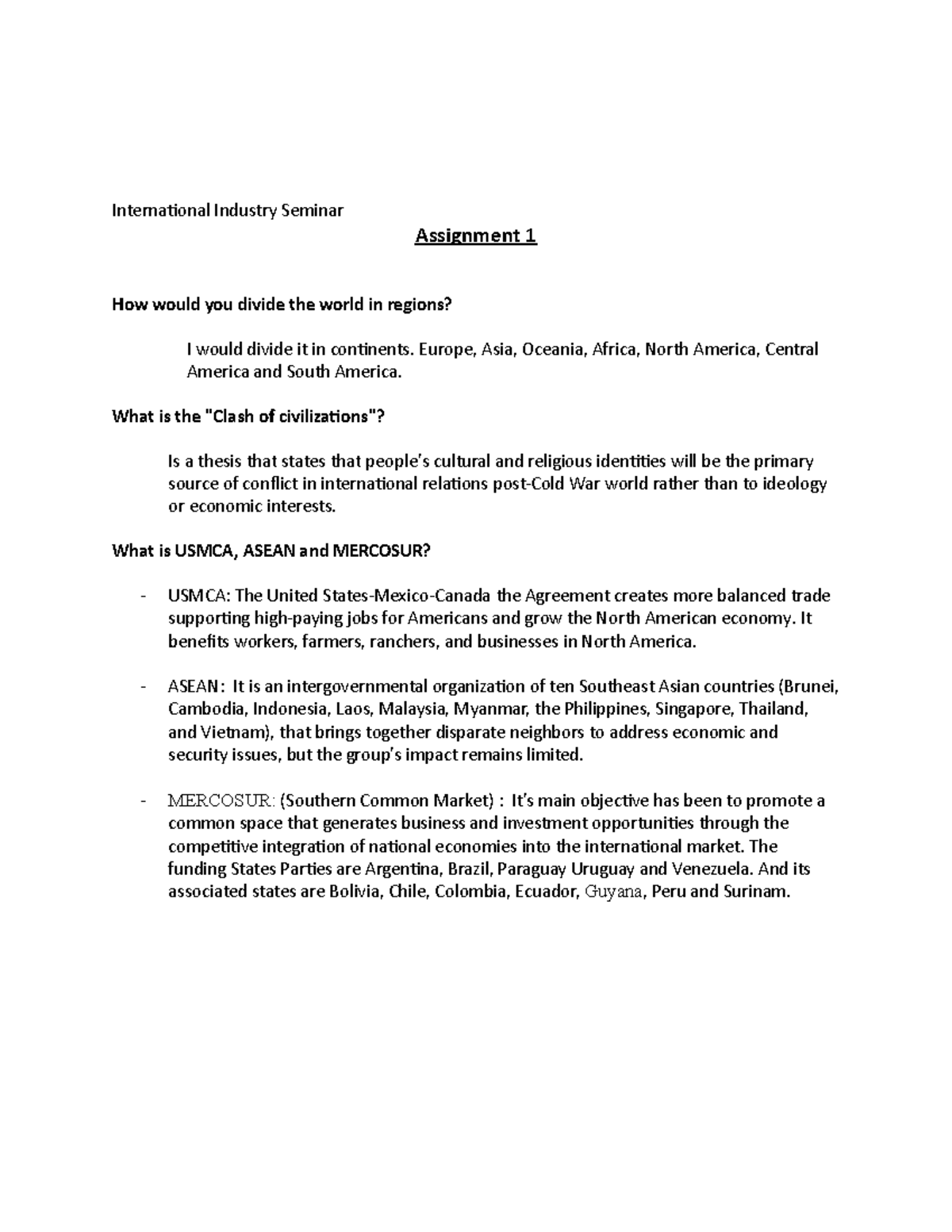 international industry Assignment 1 - International Industry Seminar ...