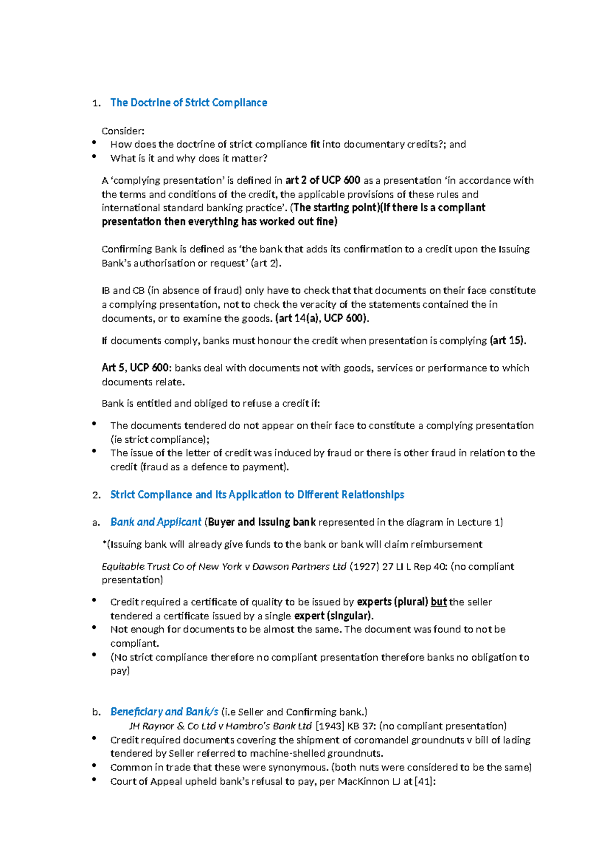 Strict Compliance - 1. The Doctrine of Strict Compliance Consider: How ...