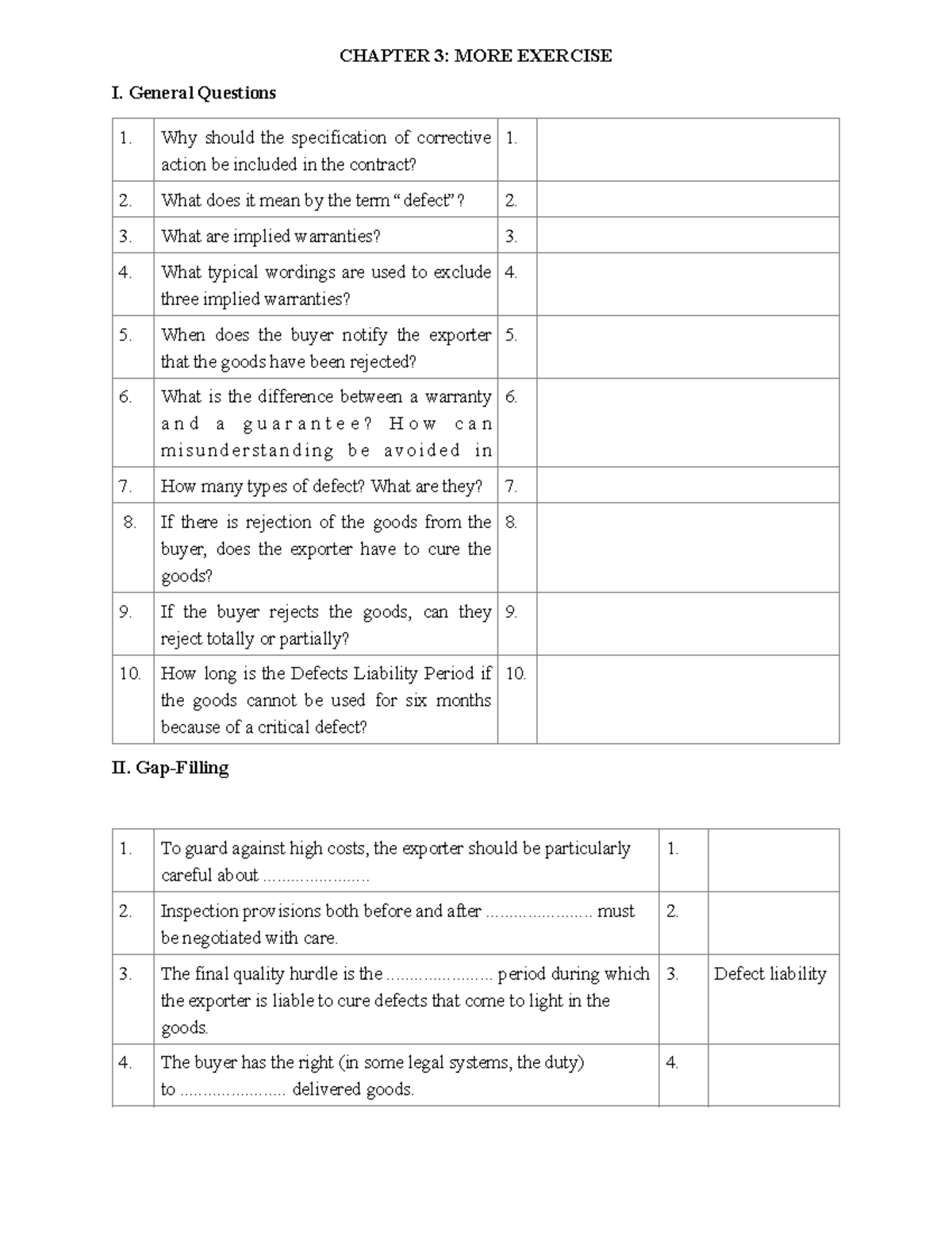 BÀI TẬP Chapter 3 - Bài tập dịch chương 3 - CHAPTER 3: MORE EXERCISE I ...