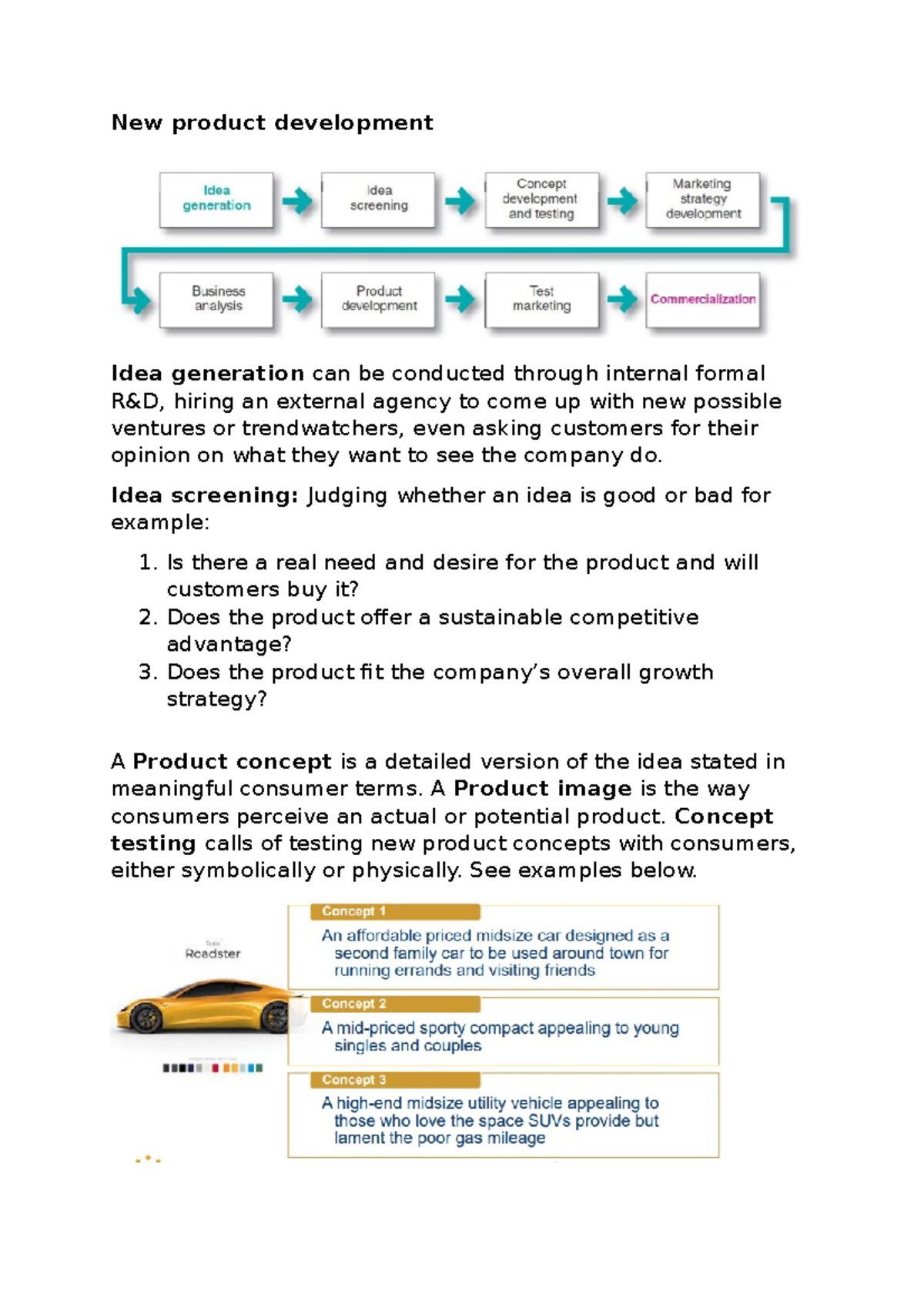 New product development - Idea screening: Judging whether an idea is ...
