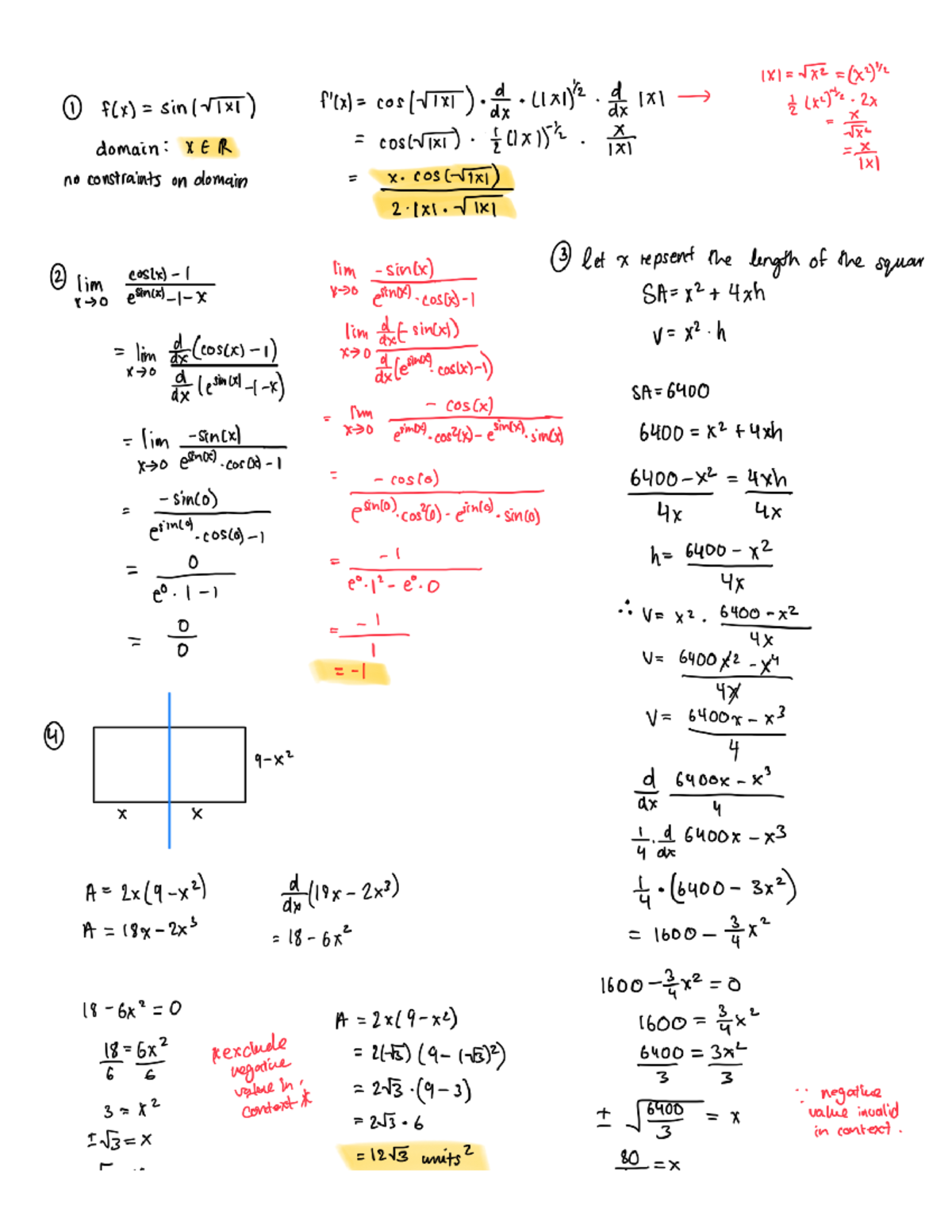 Calc HW assignment 3 - Calculus 1000A/B - Studocu