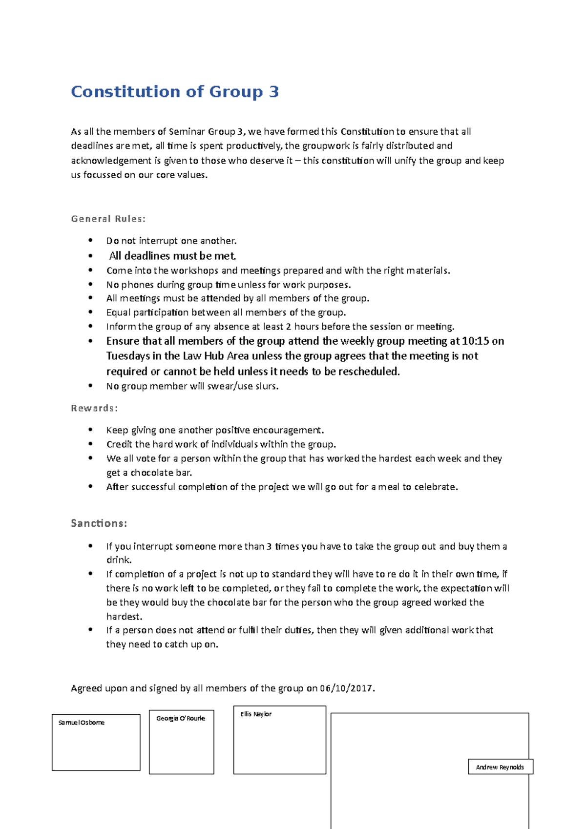 Final Constitution - Portfolio Work - Constitution of Group 3 As all ...