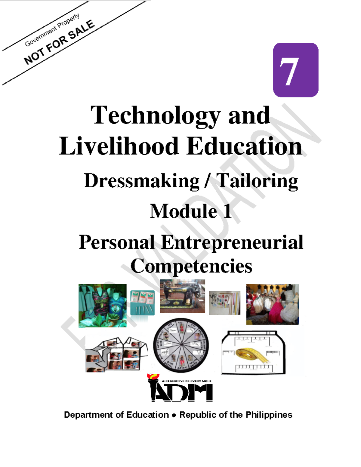 TLE7 HE Dressmaking M1 v1(final) - Technology and Livelihood Education Dressmaking / Tailoring ...