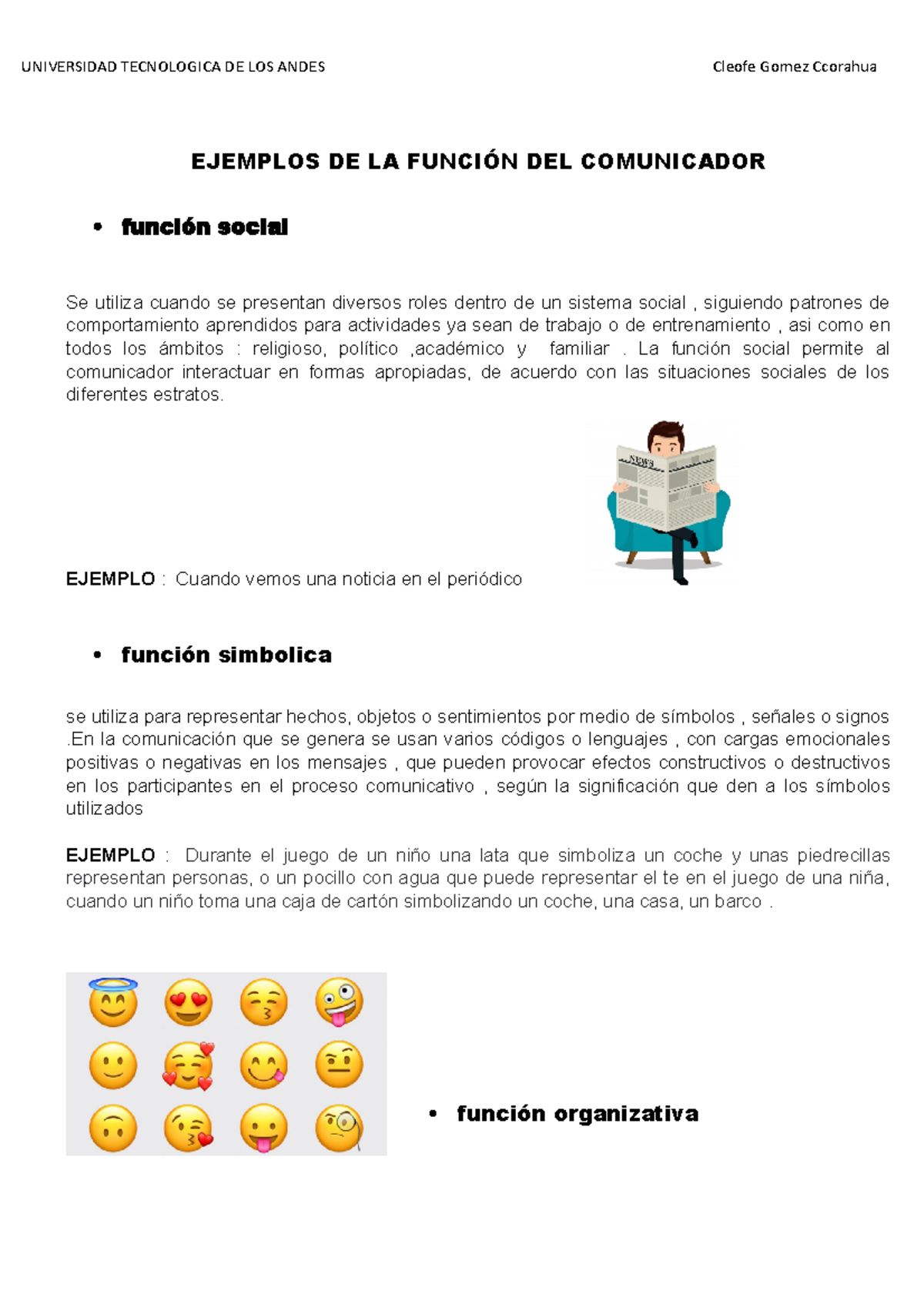 Funcion DEL Comunicador - UNIVERSIDAD TECNOLOGICA DE LOS ANDES Cleofe ...