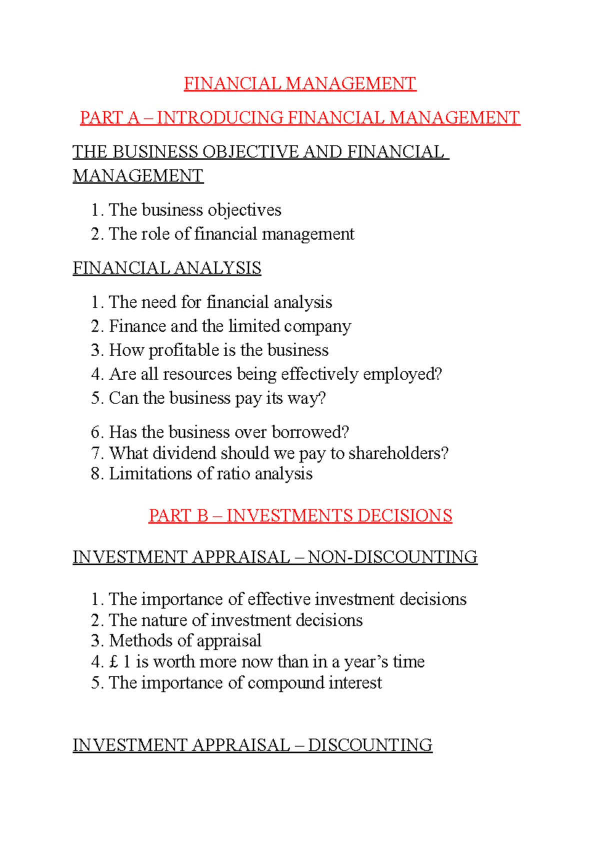 Financial Management - FINANCIAL MANAGEMENT PART A – INTRODUCING ...