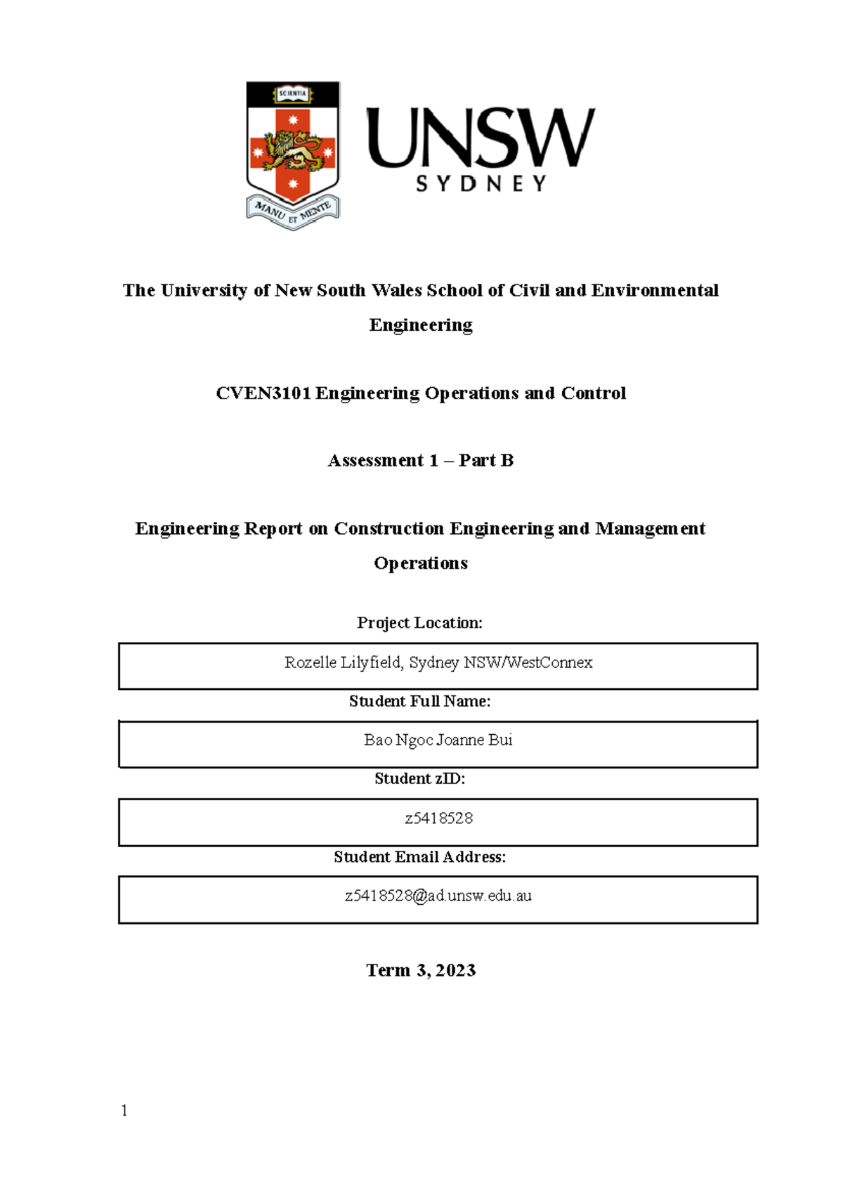 Assignment PART B.docx Final - The University of New South Wales School of Civil and ...