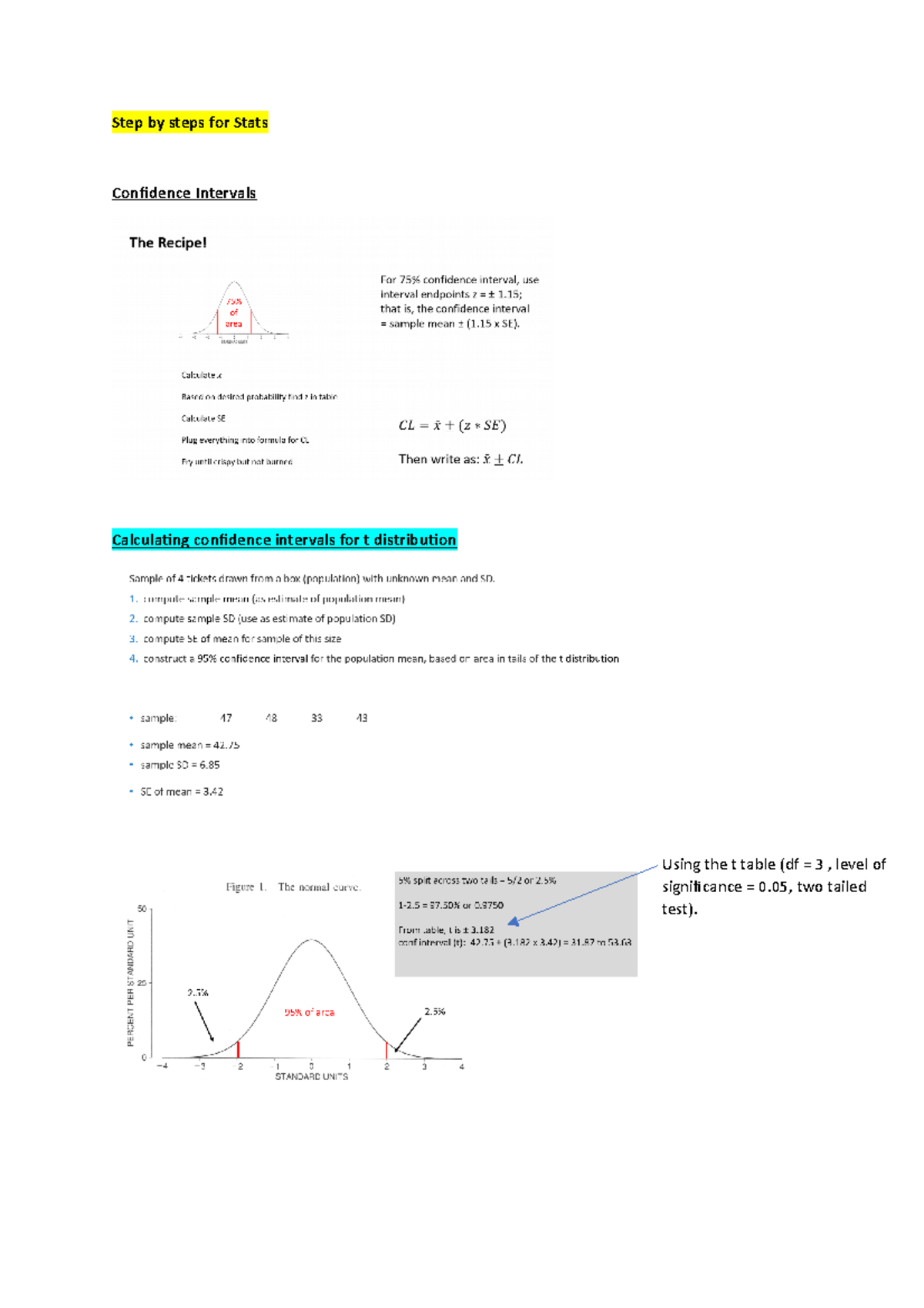 Step by step stats - Step by steps for Stats Confidence Intervals ...