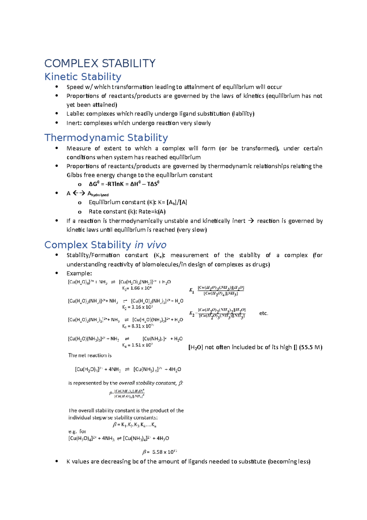 2. Complex Stability - COMPLEX STABILITY Kinetic Stability Speed w ...