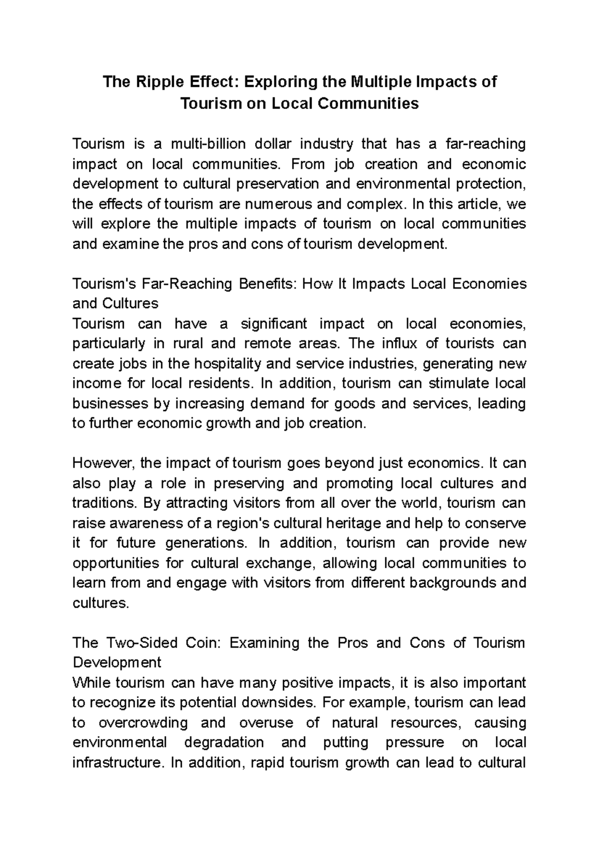 The Ripple Effect - From job creation and economic development to ...