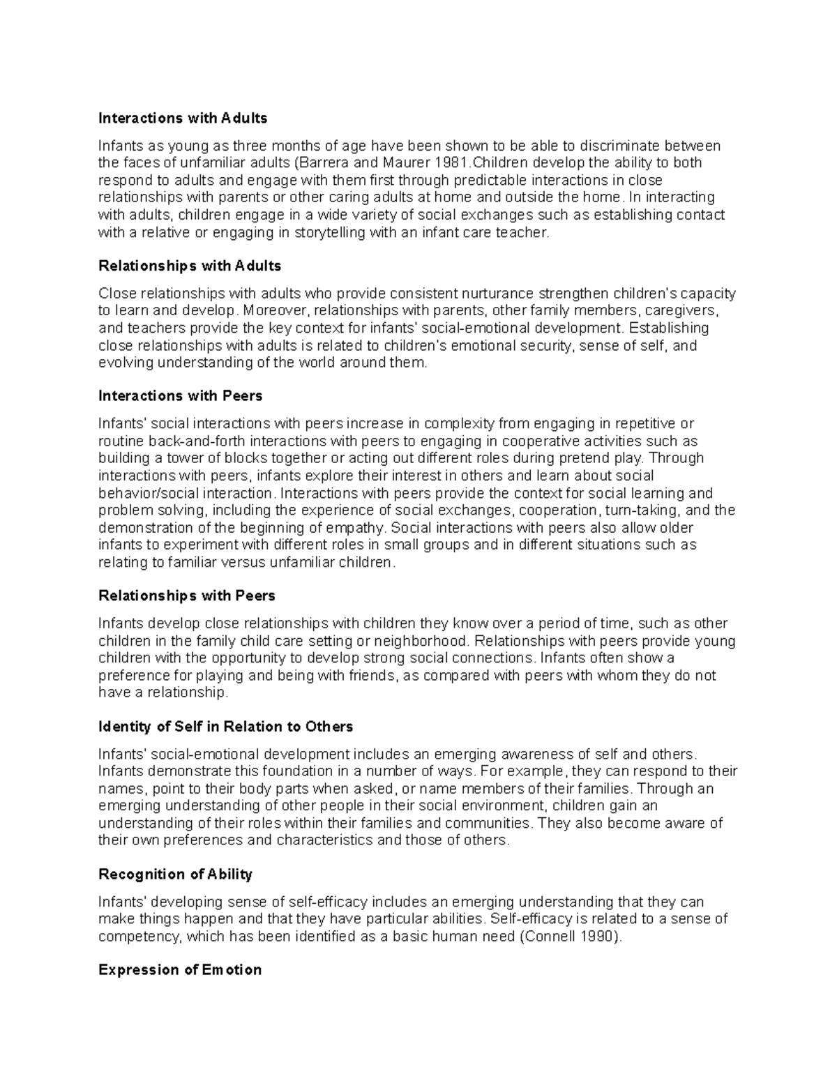 Interactions with Adults - Interactions with Adults Infants as young as ...