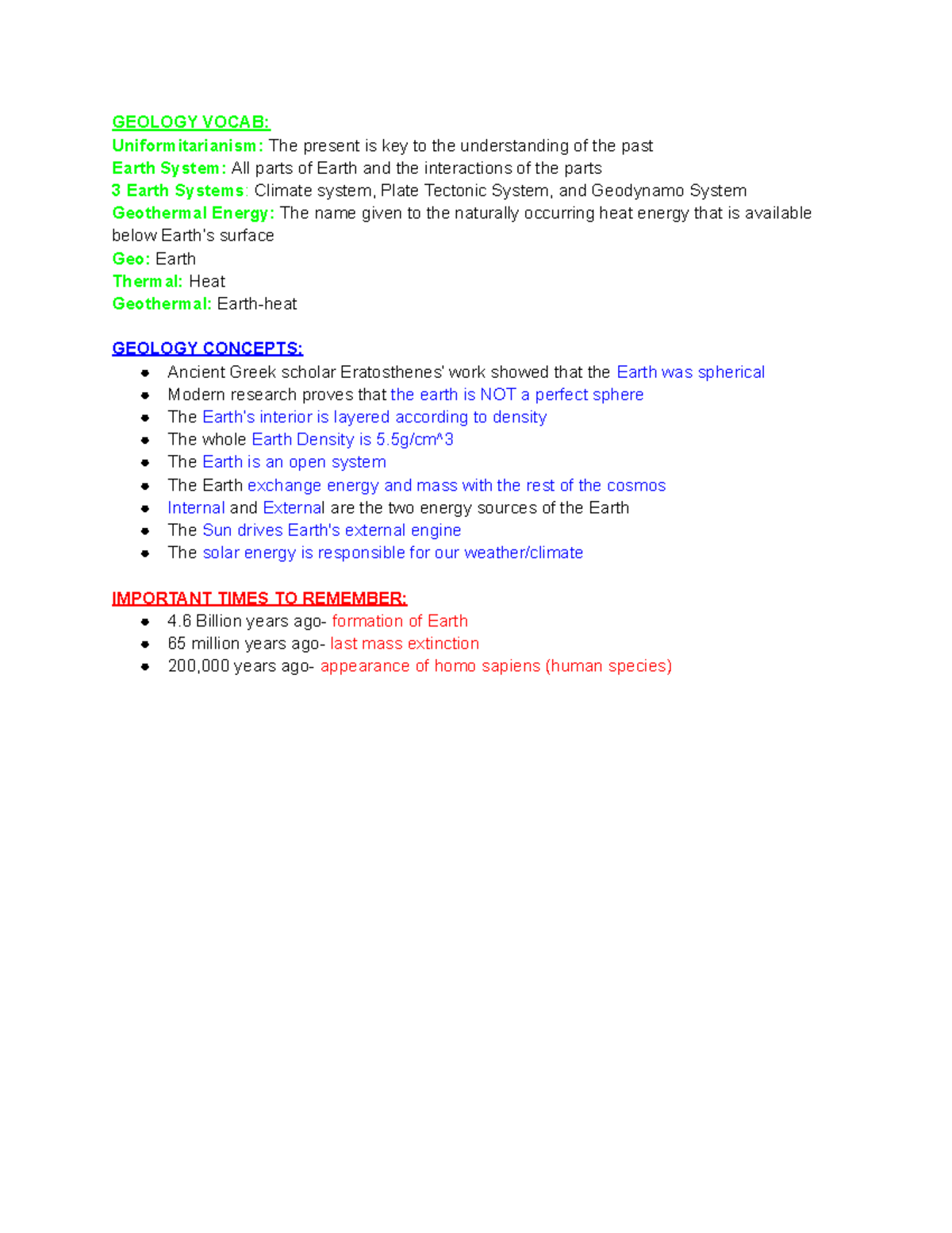 Geology Lecture Notes Week 3 - GEOLOGY VOCAB: Uniformitarianism: The ...