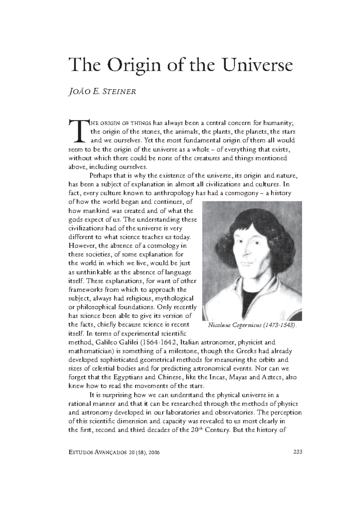 Download - Xhshs - The Origin of the Universe JOÃO E. STEINER T HE ...