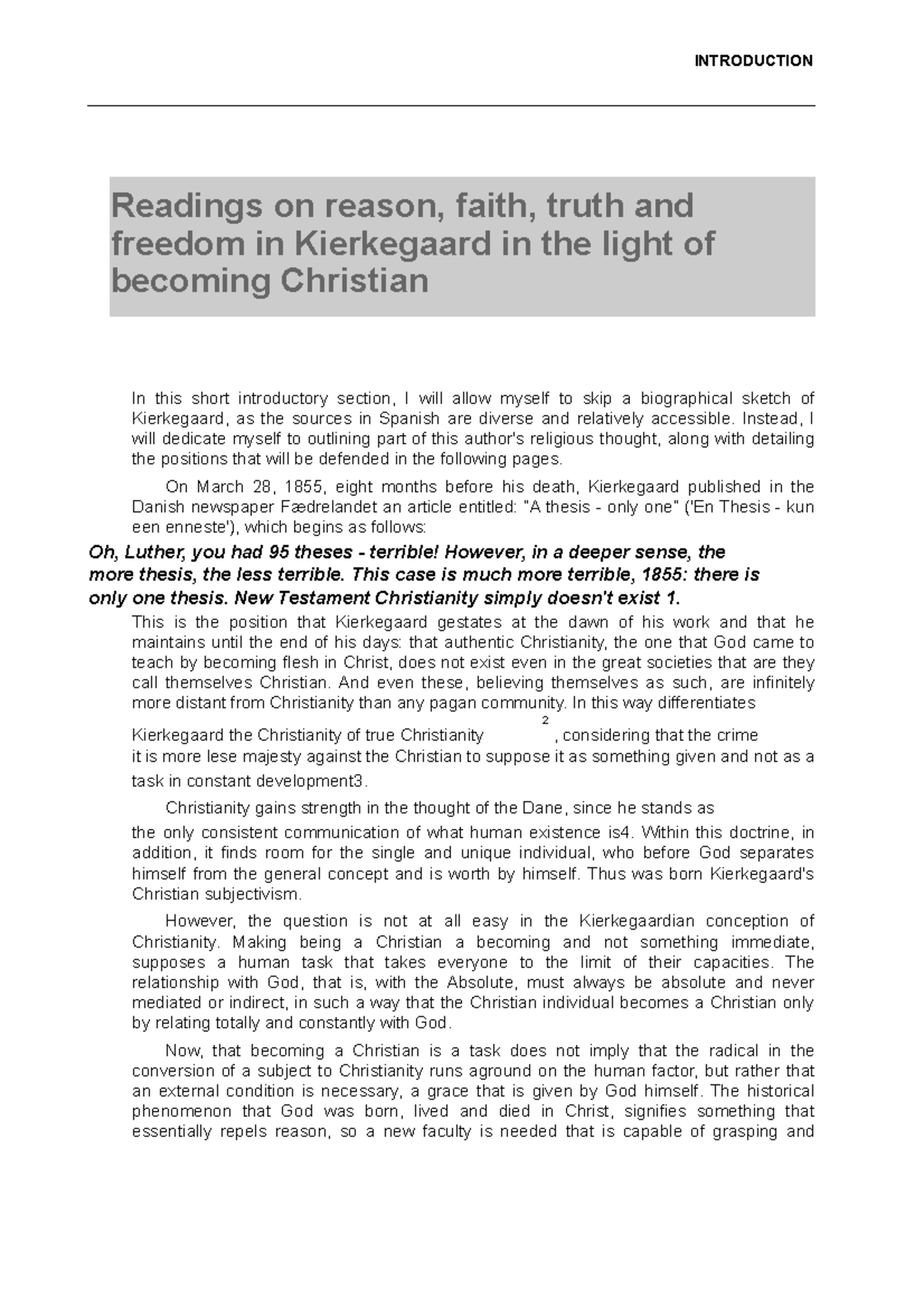 Readings on reason, faith, truth and freedom in Kierkegaard in the ...