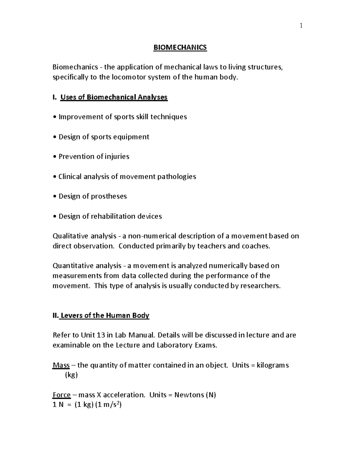 Week 6 Biomechanics(19)JC - Warning: TT: undefined function: 32 BIOMECHANICS Biomechanics - the ...