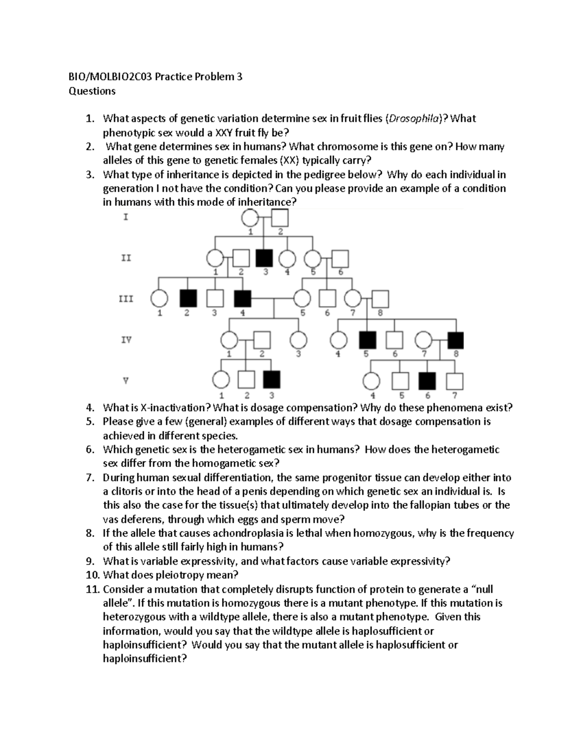 2C03 Evans practice problems 3 and answers - BIO/MOLBIO2C03 Practice Problem 3 Questions What ...