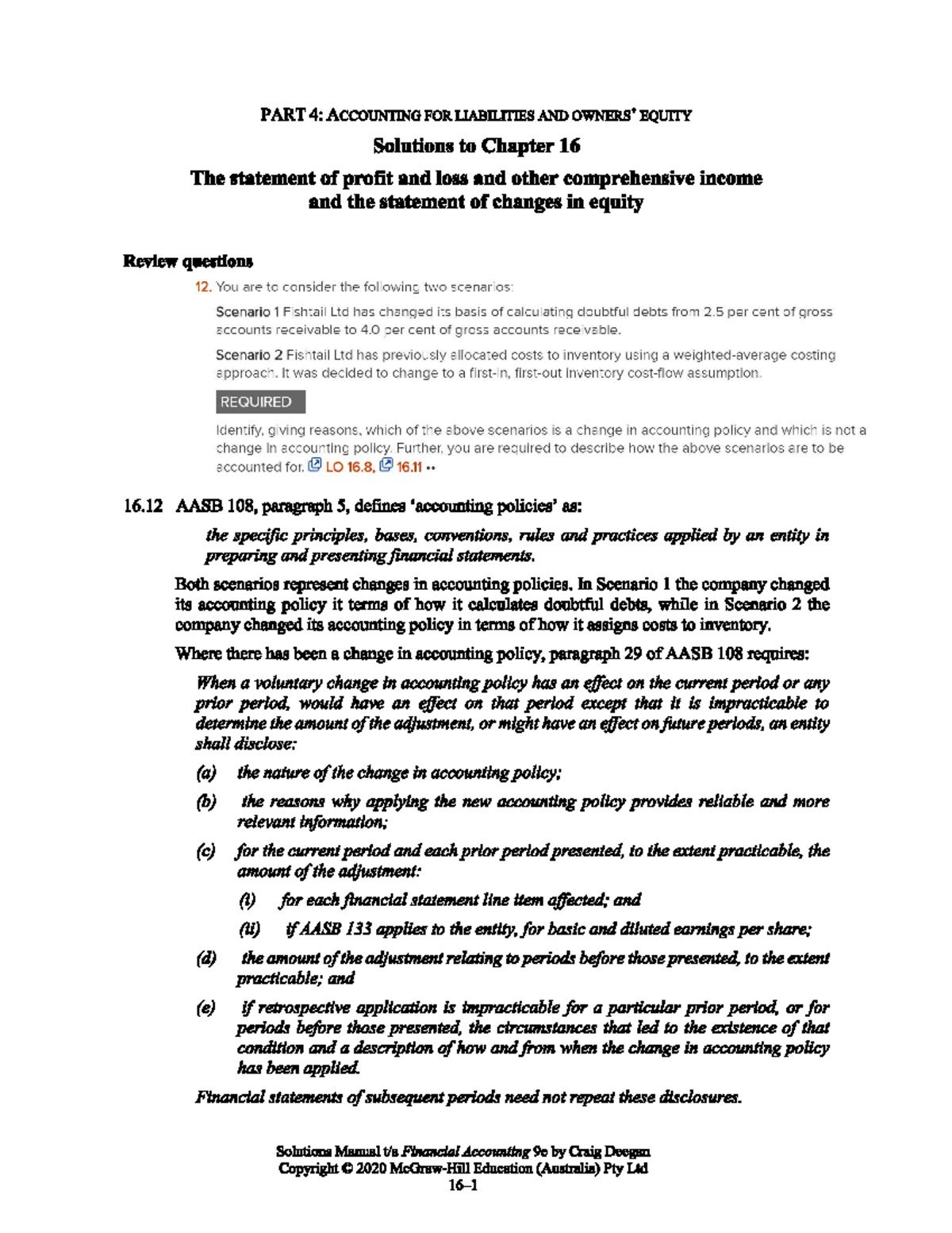 WEEK 1 - Chapter 16 Review questions - PART 4: ACCOUNTING FOR ...