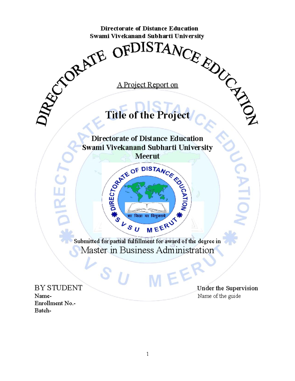 MBA- Lokesh - FINAL YEAR PROJECT - Directorate of Distance Education ...