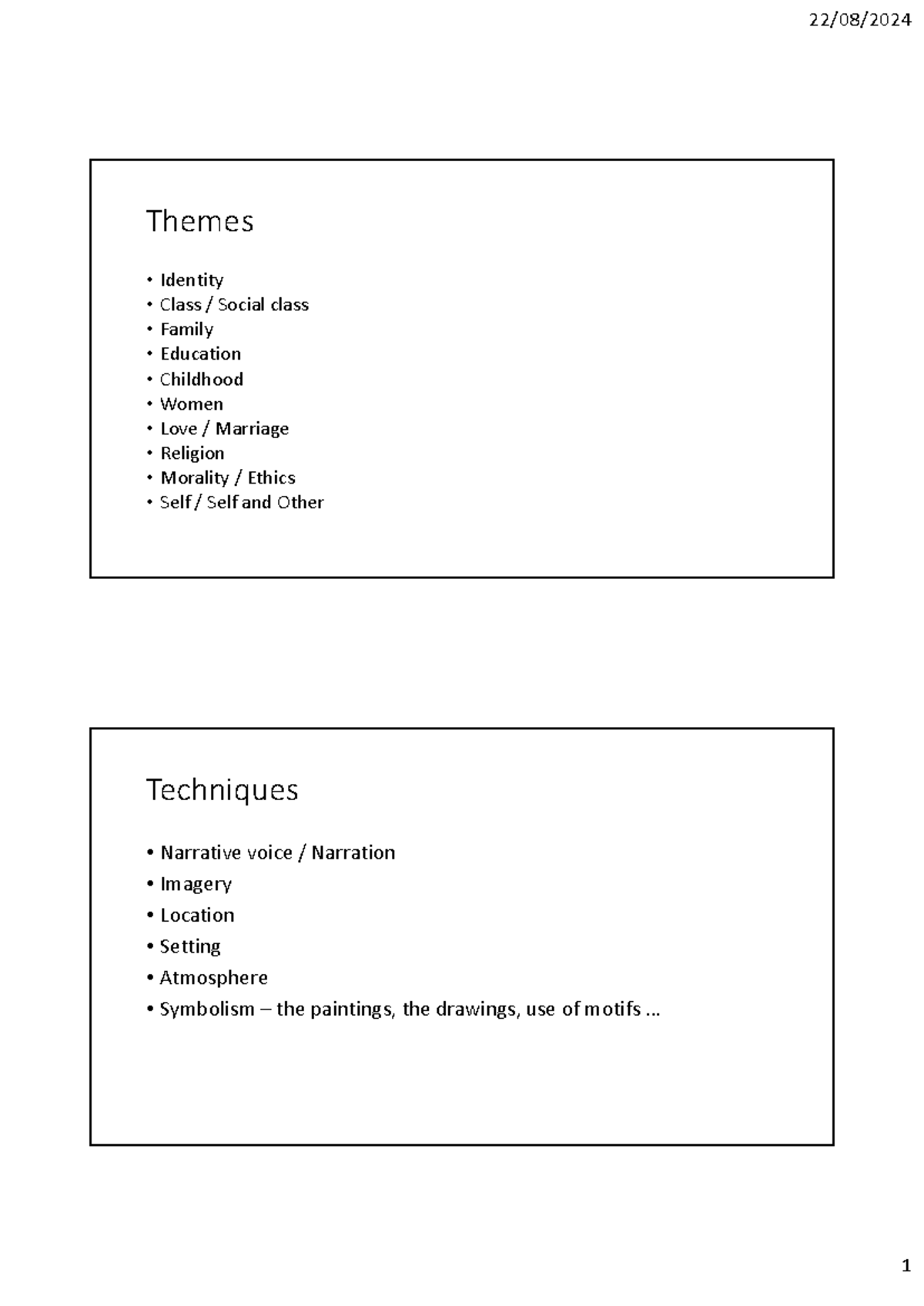 22 Aug tutorial - notes on themes in Jane Eyre - 22/08/ 1 Themes ...