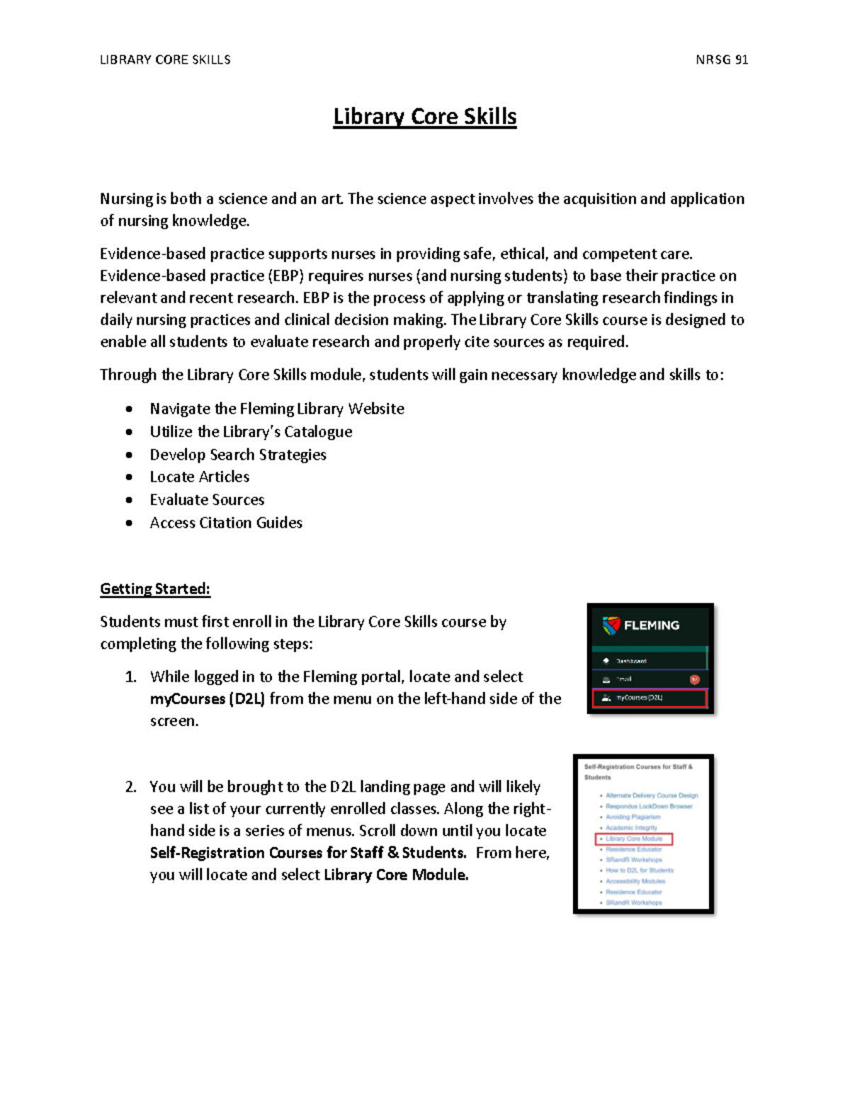 Library Core Skills - Practical nursing - LIBRARY CORE SKILLS NRSG 91 ...