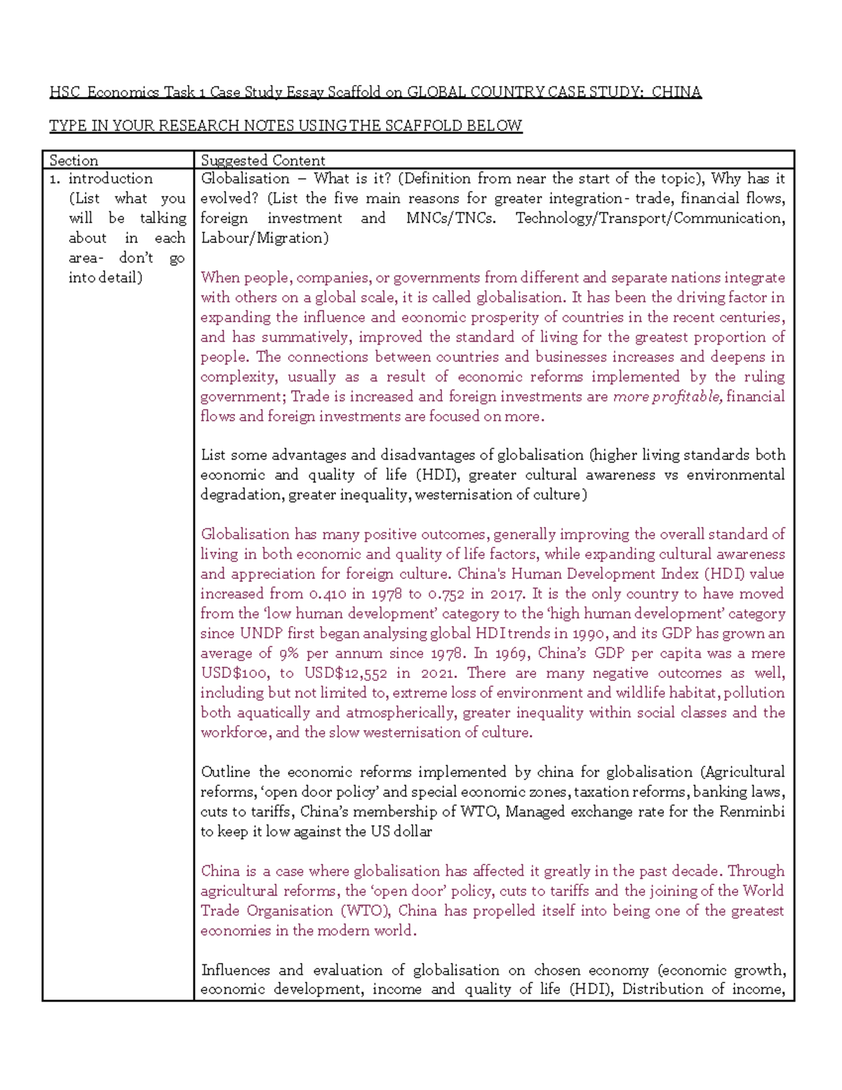 HSC Economics Task 1 Case Study on China - HSC Economics Task 1 Case ...