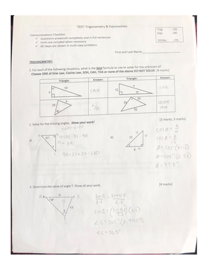 Unit 3 Grade 11 Math Test - MHF4U1 - Studocu