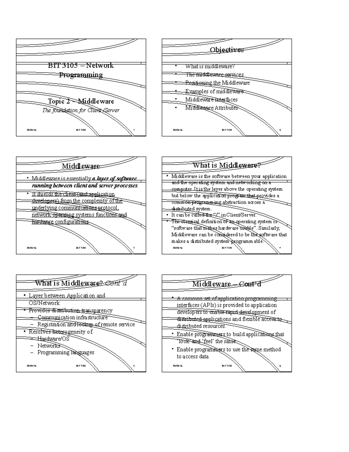 Lecture 2 Middleware Notes 020216020216 Bit 3105bit 3105 11 Bit 3105 Network 
