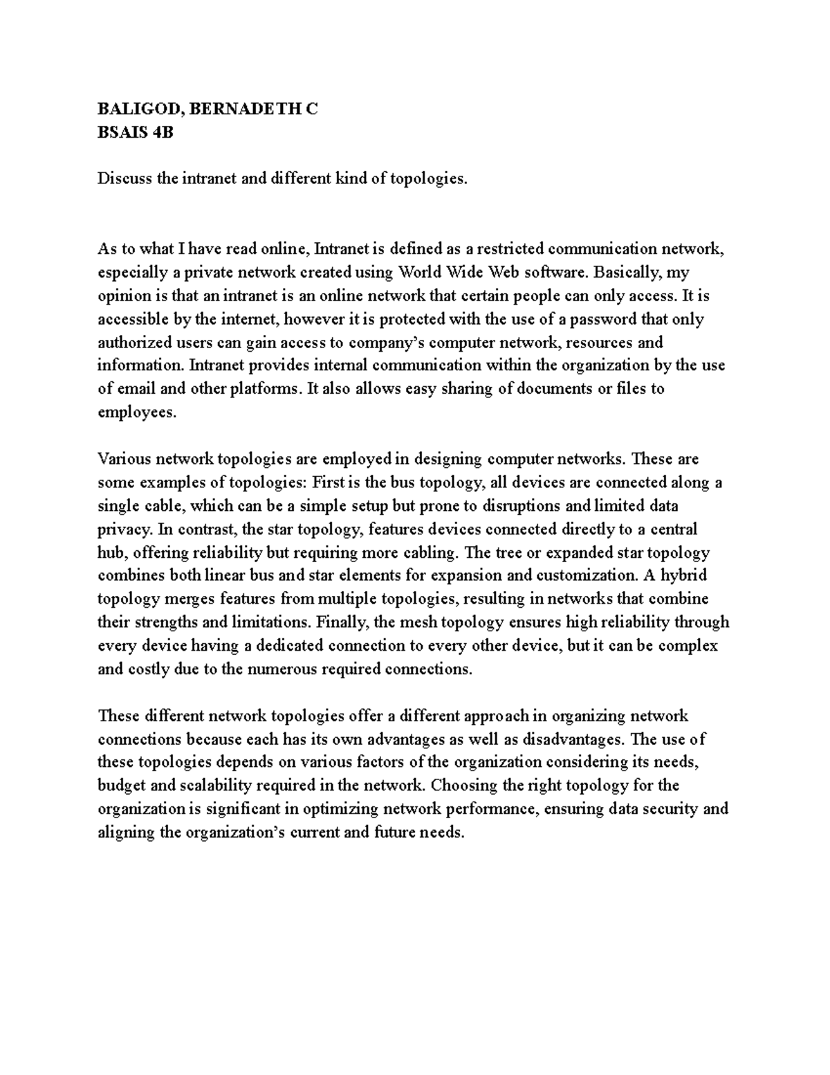 Mis Management Information System Notes Baligod Bernadeth C Bsais 4b Discuss The Intranet