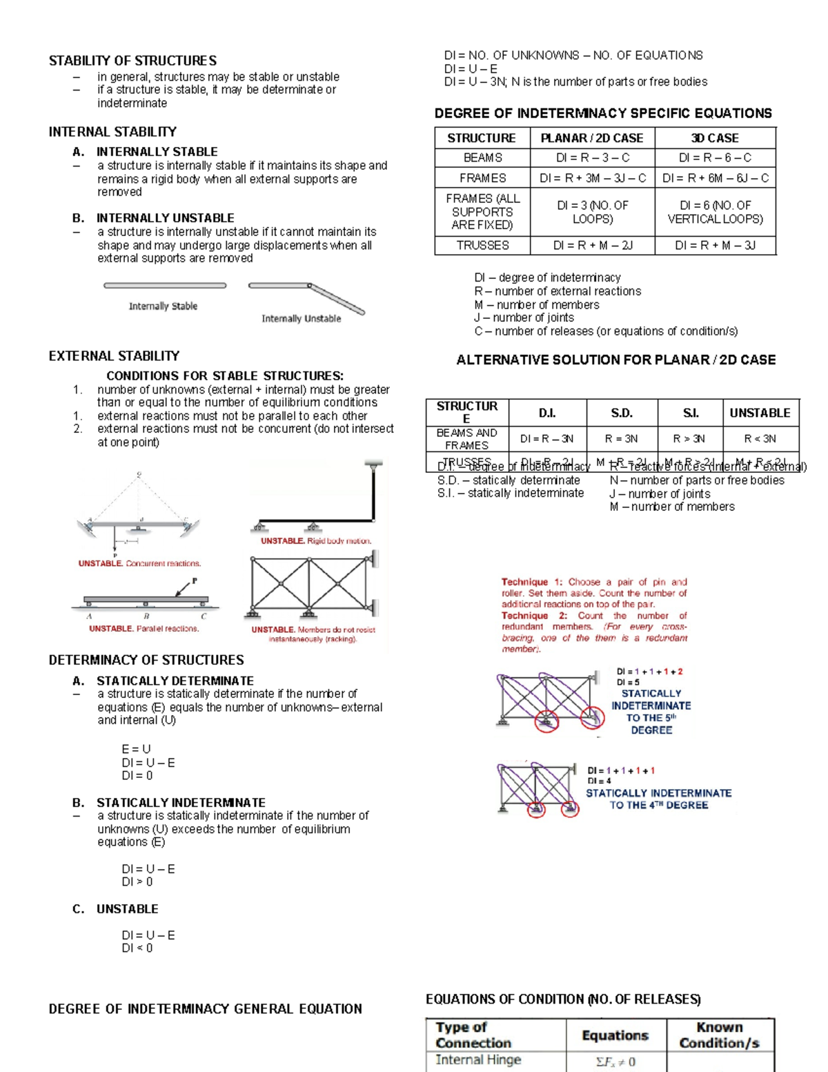 DET - determinacy and stability of structures - STABILITY OF STRUCTURES ...
