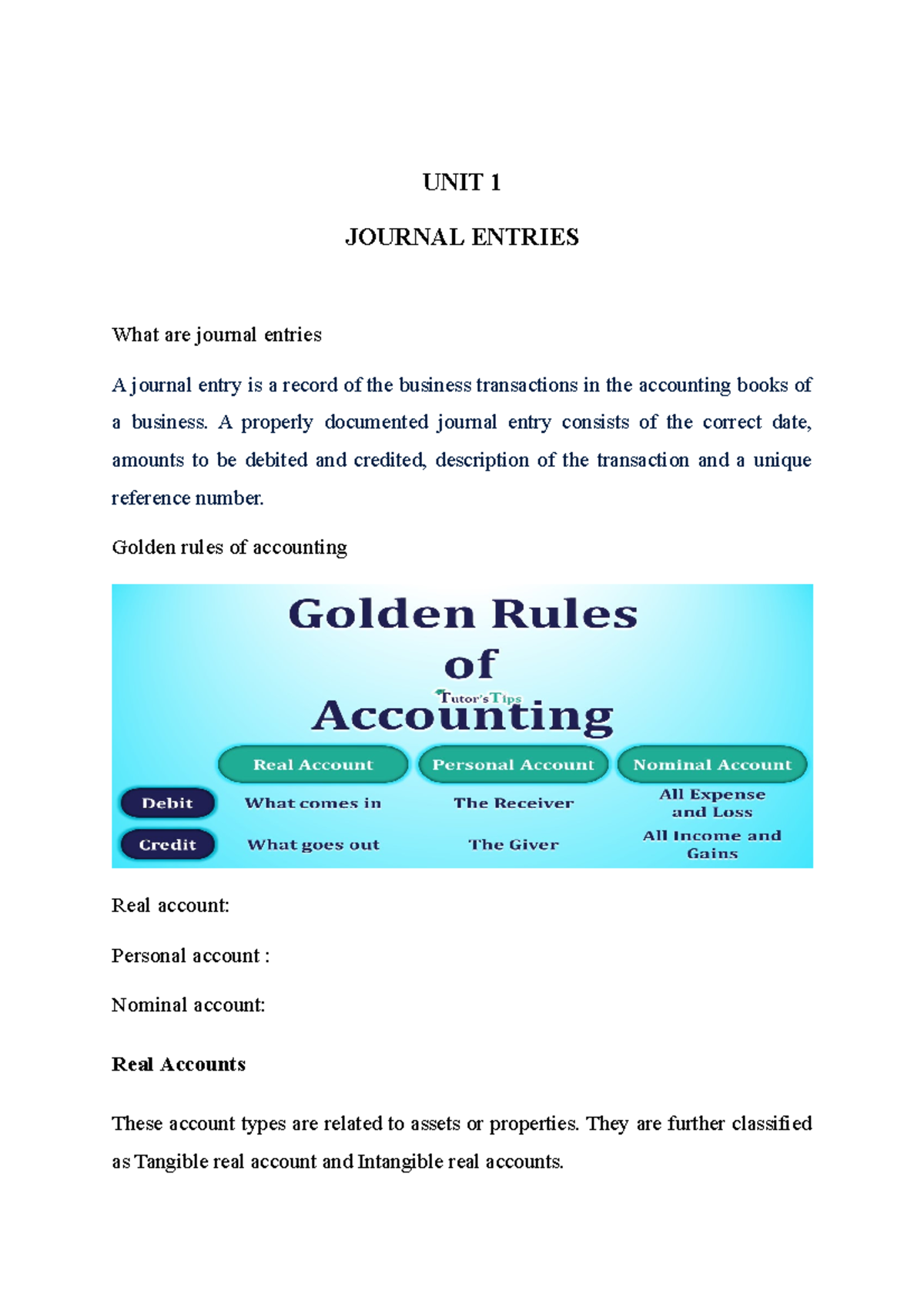 UNIT 1.1 Journal entries - UNIT 1 JOURNAL ENTRIES What are journal ...