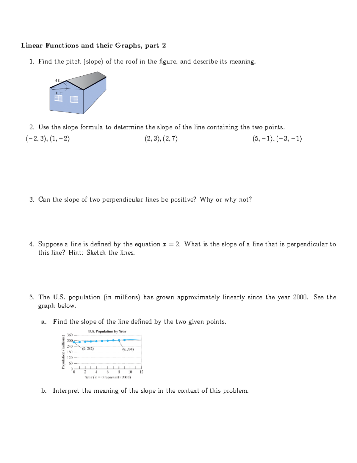 SEW Math worksheet 2.2 - Linear Functions and their Graphs, part 2 1 ...