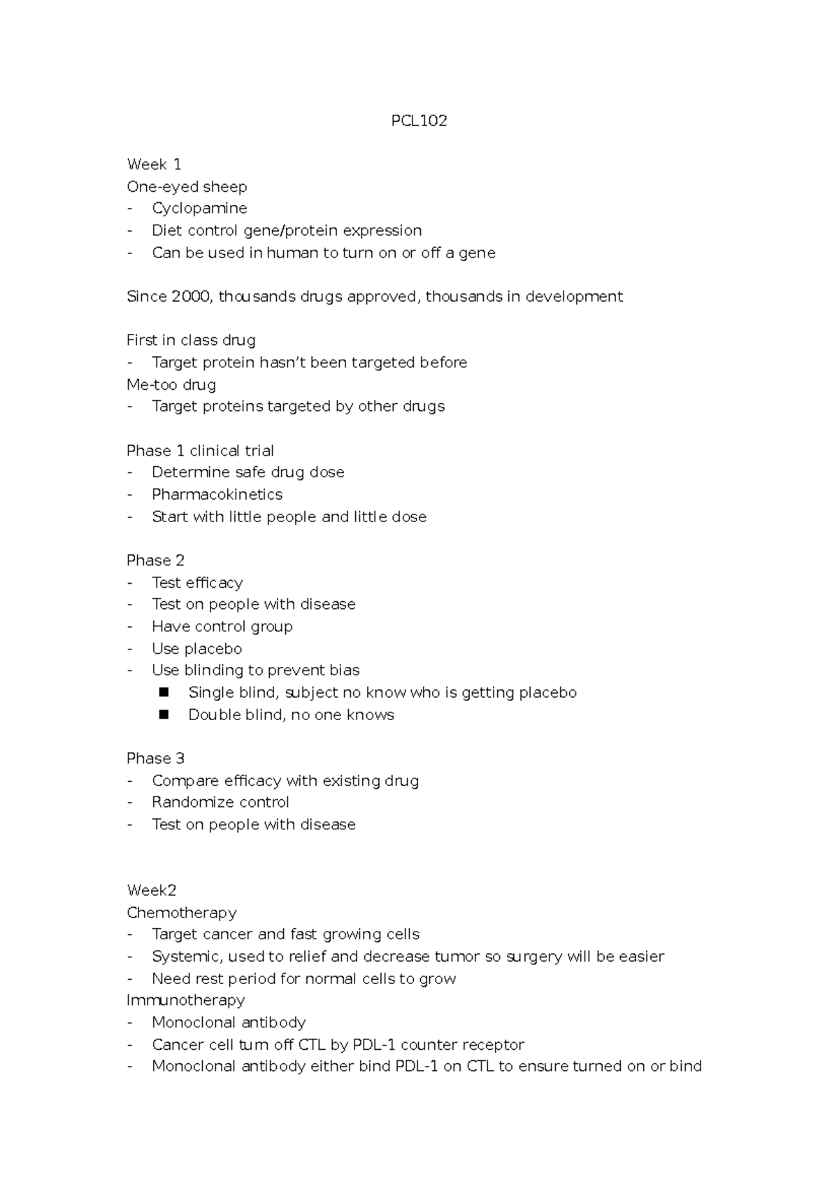 PCL102 - Summary The Art of Drug Discovery - PCL Week 1 One-eyed sheep ...