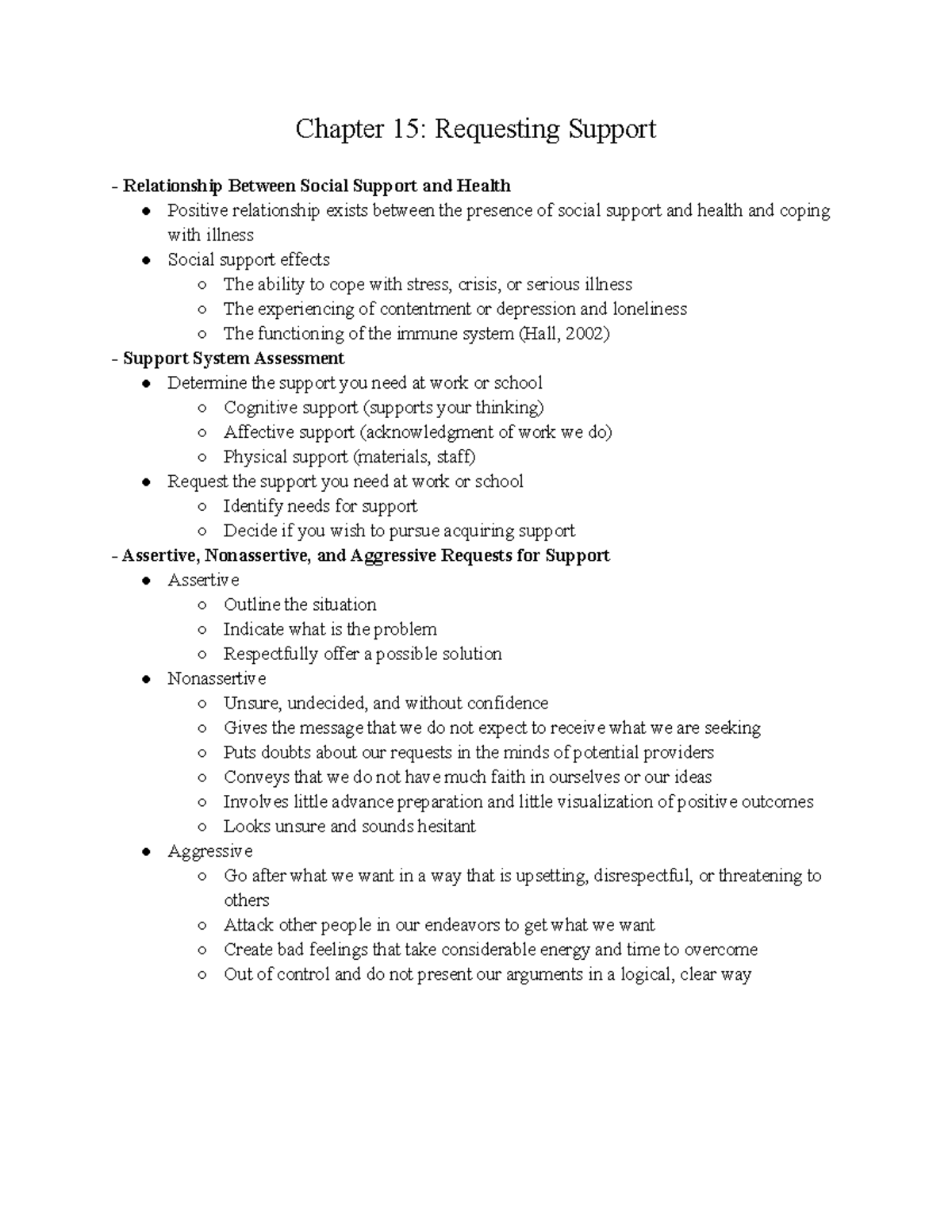 Chapter 15 Requesting Support - Professional and Therpeutic ...