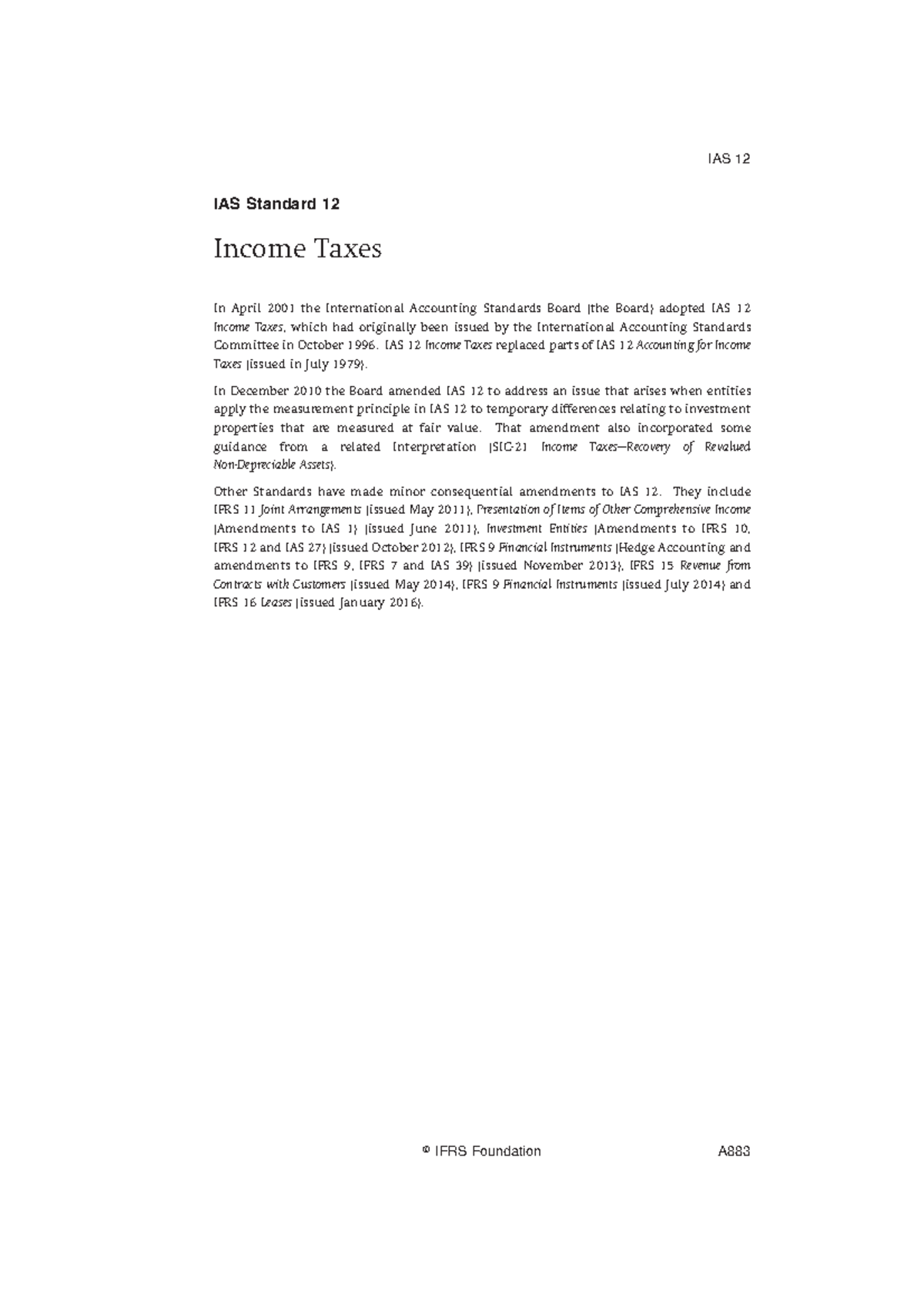 Ias12 (Income Taxes) - Lecture notes 1 - IAS Standard 12 Income Taxes ...