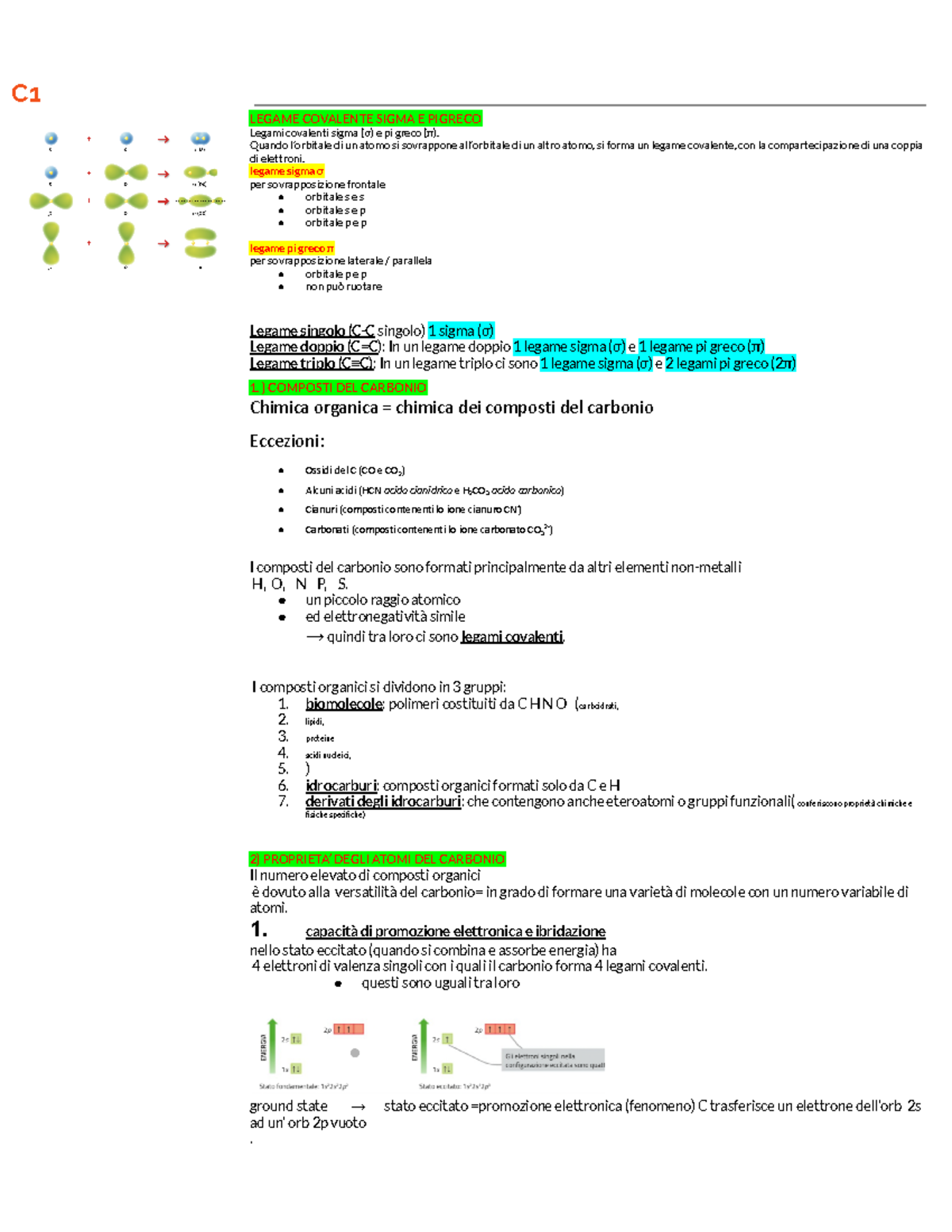 INTRODUZIONE Chimica organica - C LEGAME COVALENTE SIGMA E PIGRECO ...