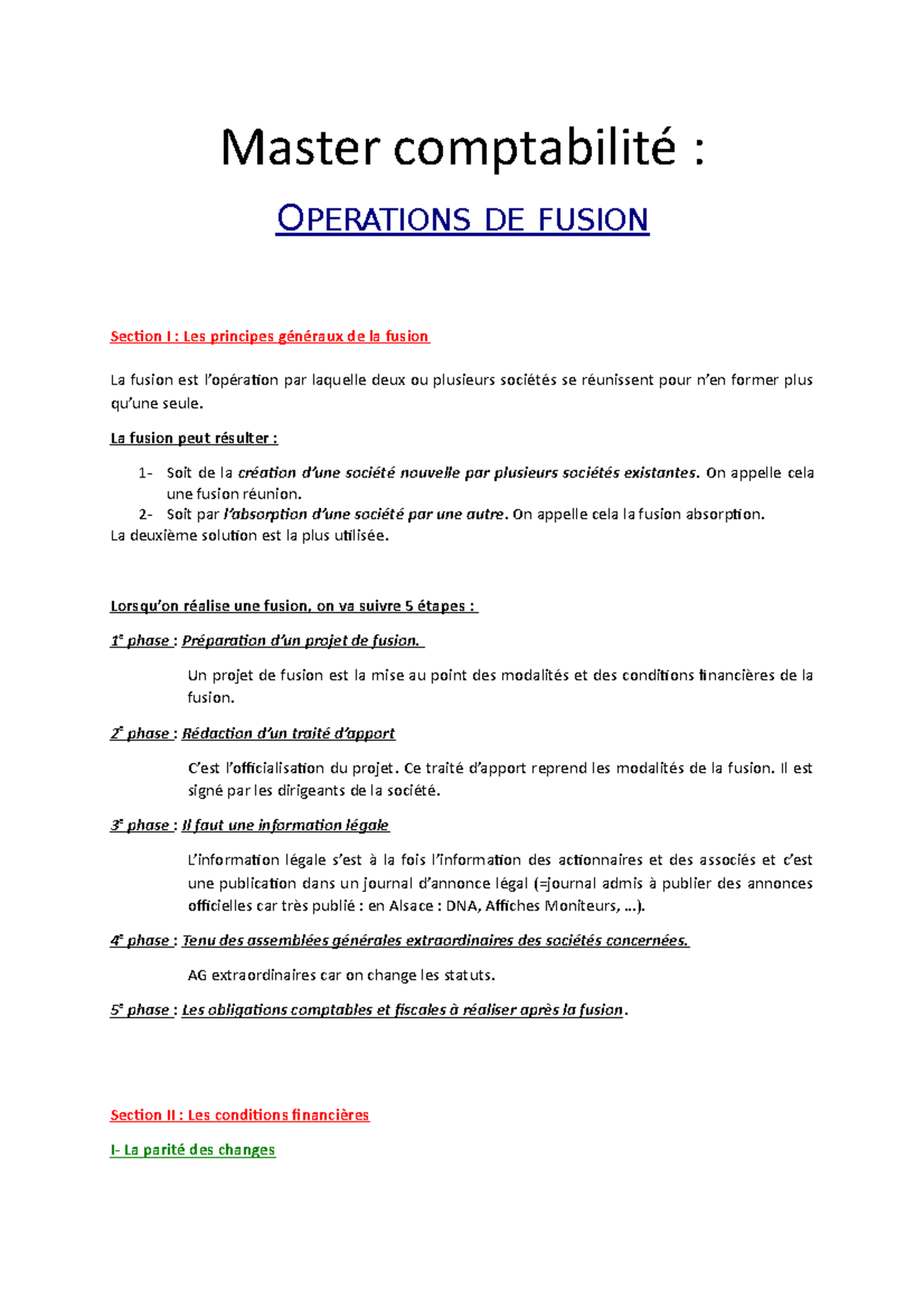 Master comptabilit 12 - Master comptabilité : OPERATIONS DE FUSION ...