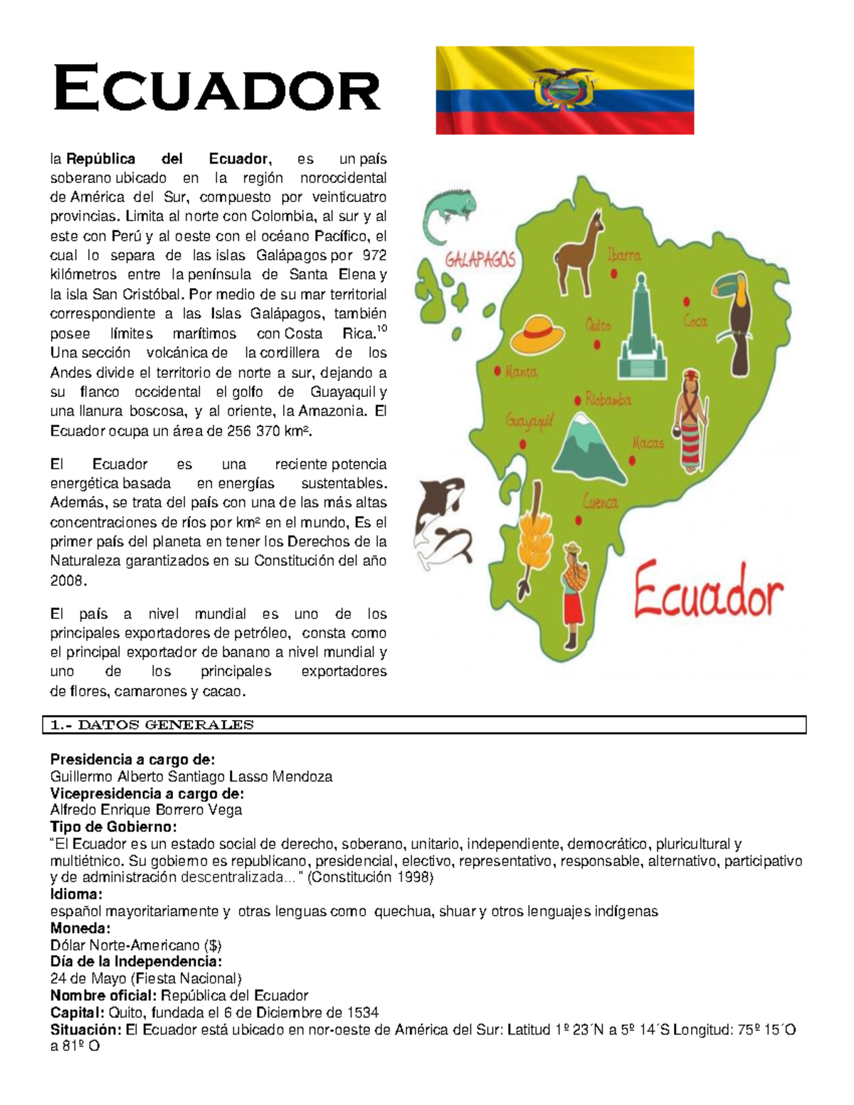 Ecuador - investigar - Ecuador la República del Ecuador, es un país ...