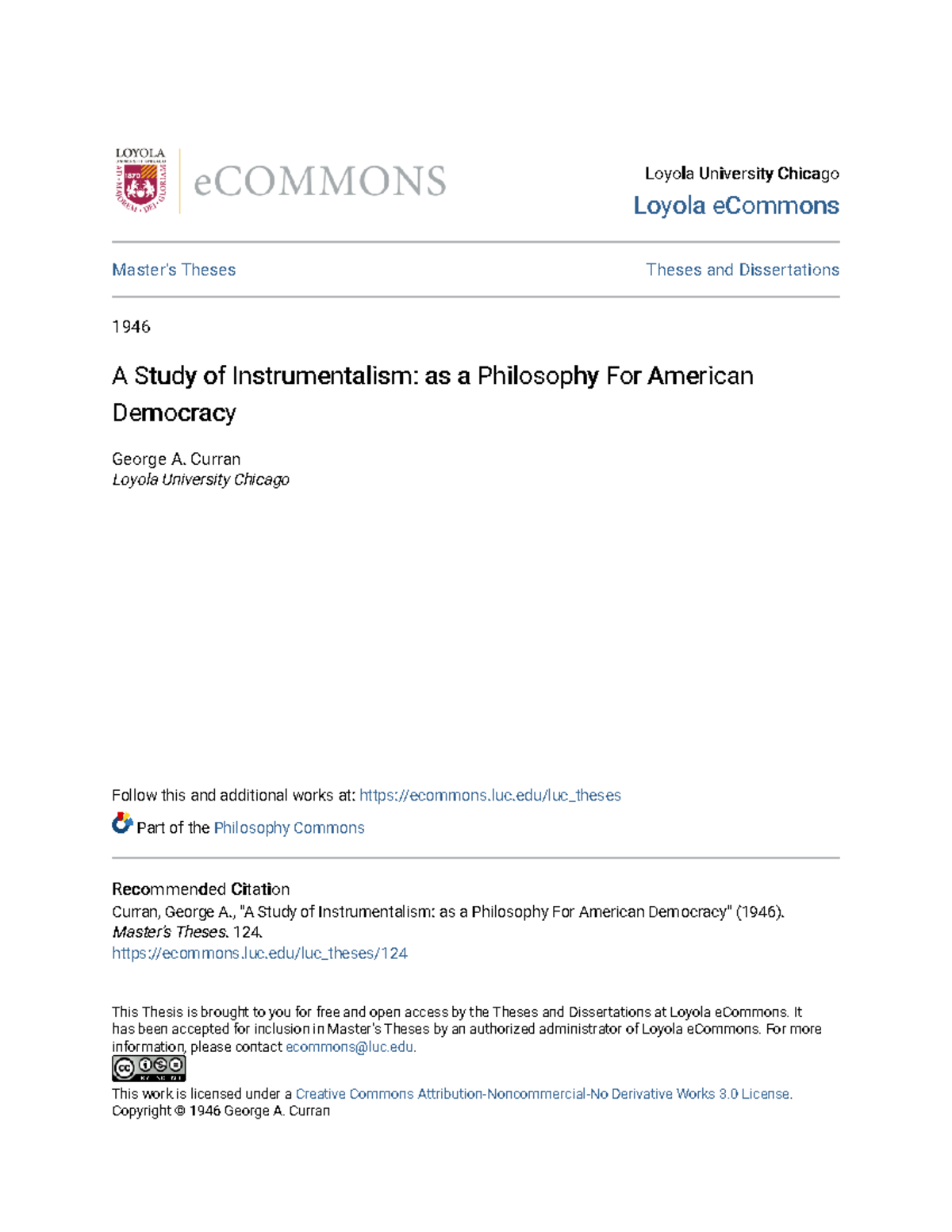 A Study of Instrumentalism as a Philosophy For American Democrac ...