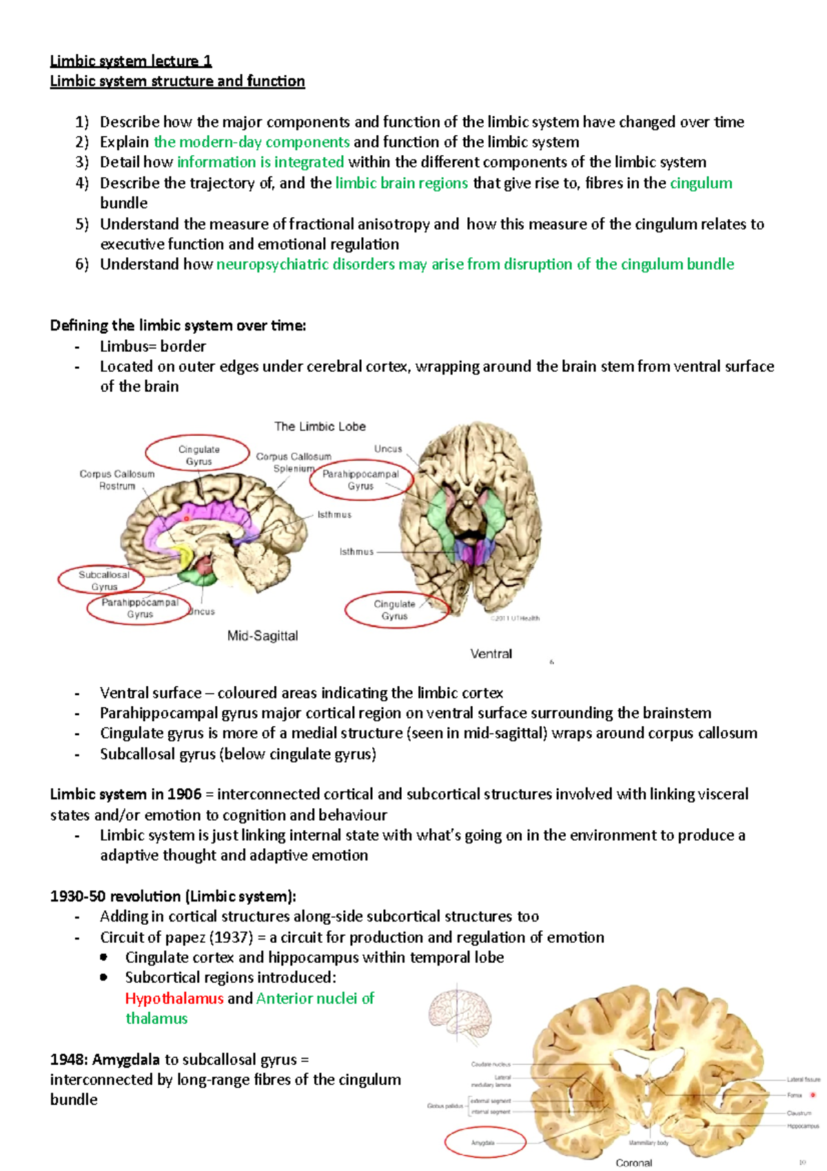 Anat242 limbic - Limbic system lecture 1 Limbic system structure and ...