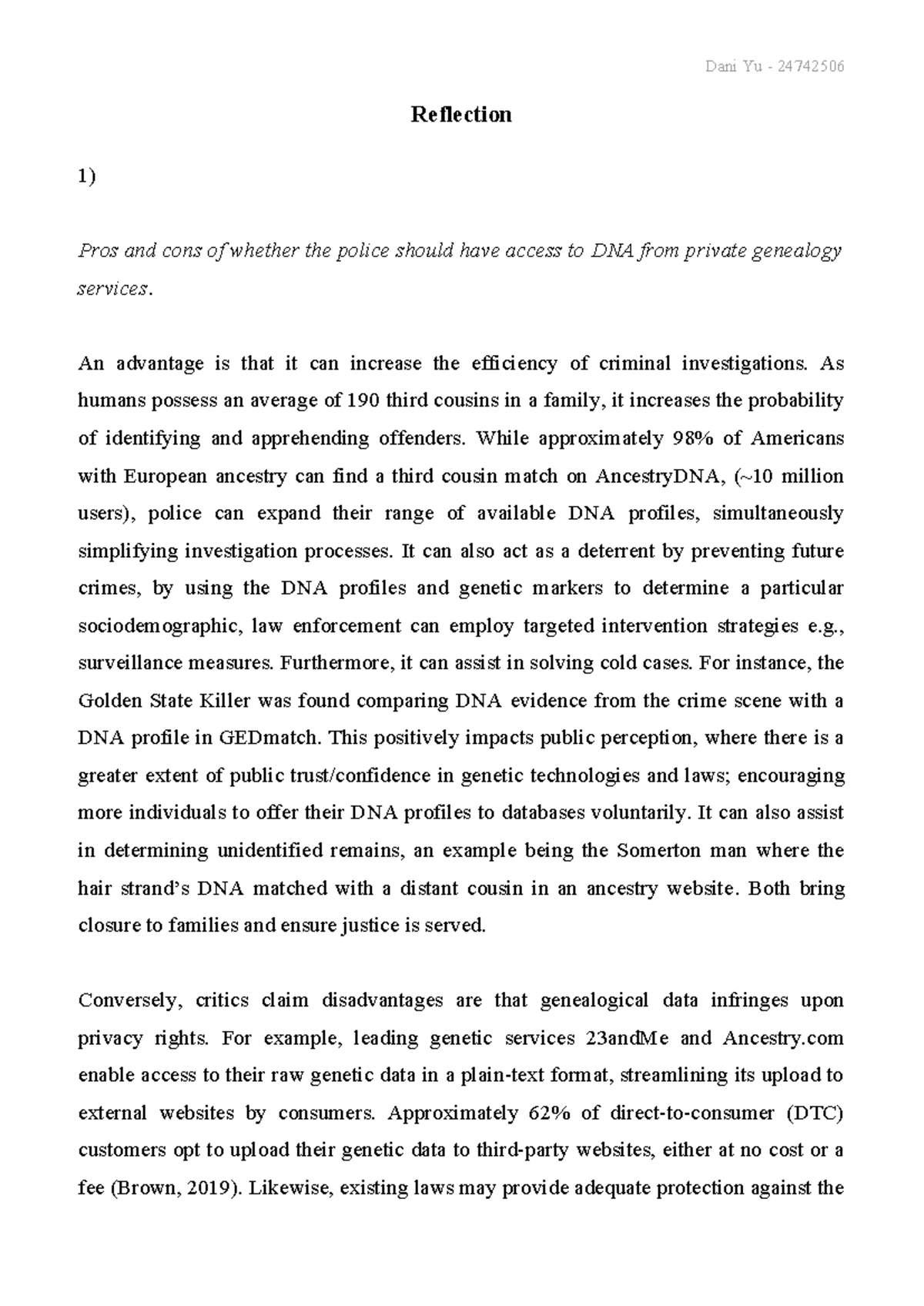 Summary and Reflection on Genetic Geneaology - 24742506 - Reflection 1 ...