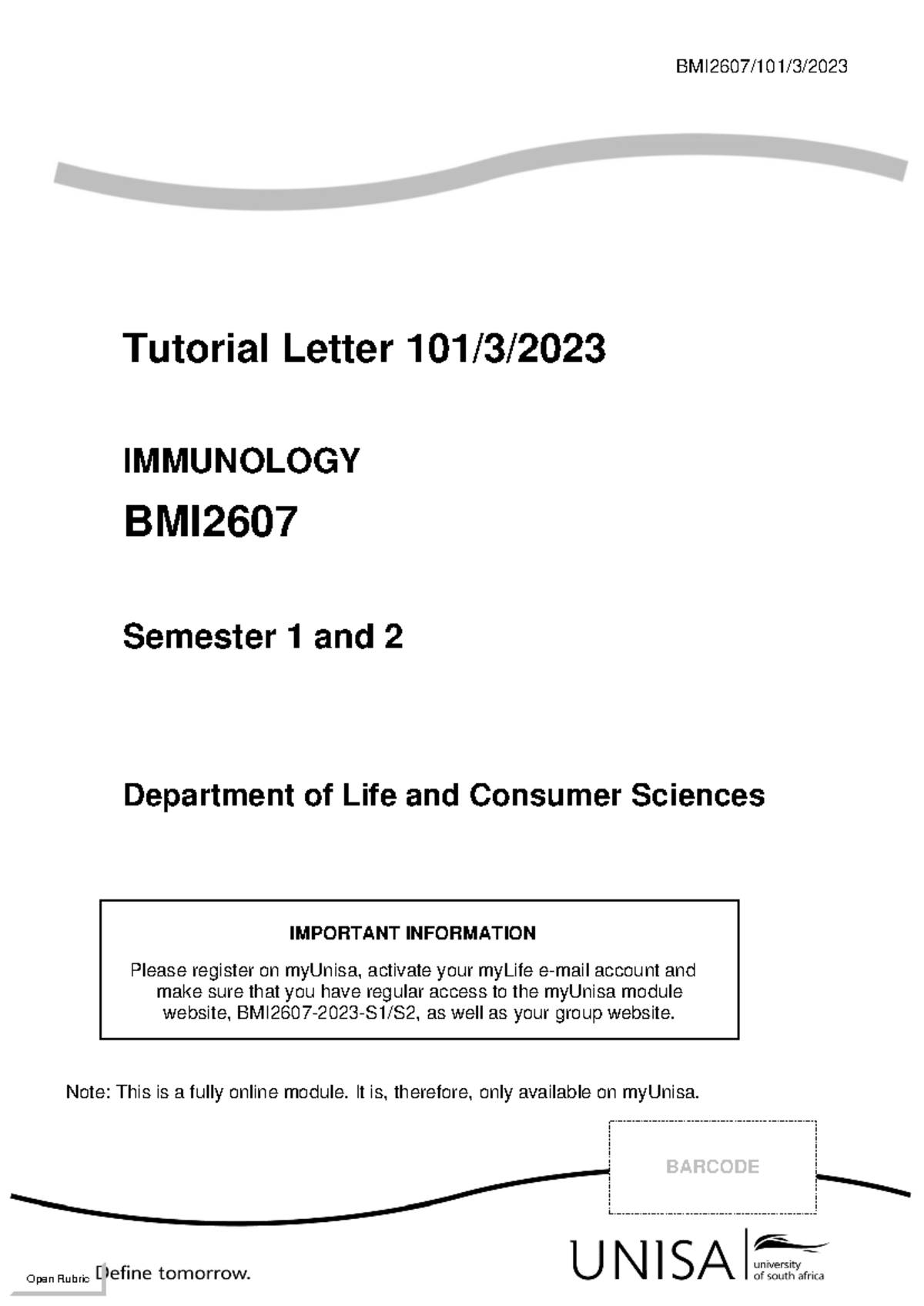 101 2023 3 b - Summary Molecular Biology - BMI260 7 /101/3/ 2023 ...