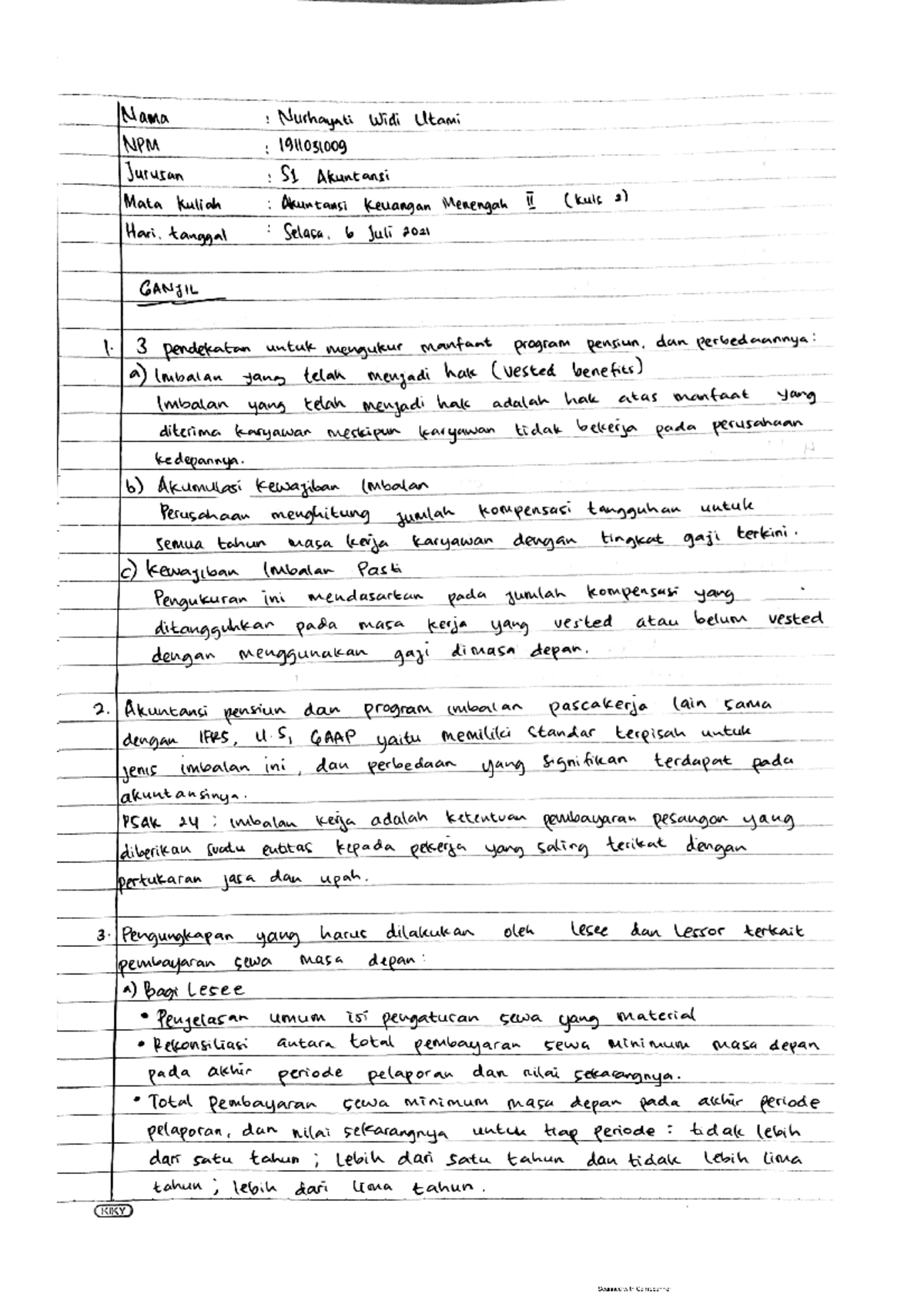 Kuis 2 AKM II Kelas A - Sistem Informasi Akuntansi - Studocu