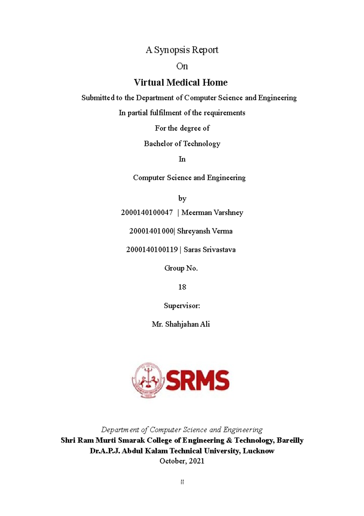 Unique password generator - A Synopsis Report On Virtual Medical Home ...