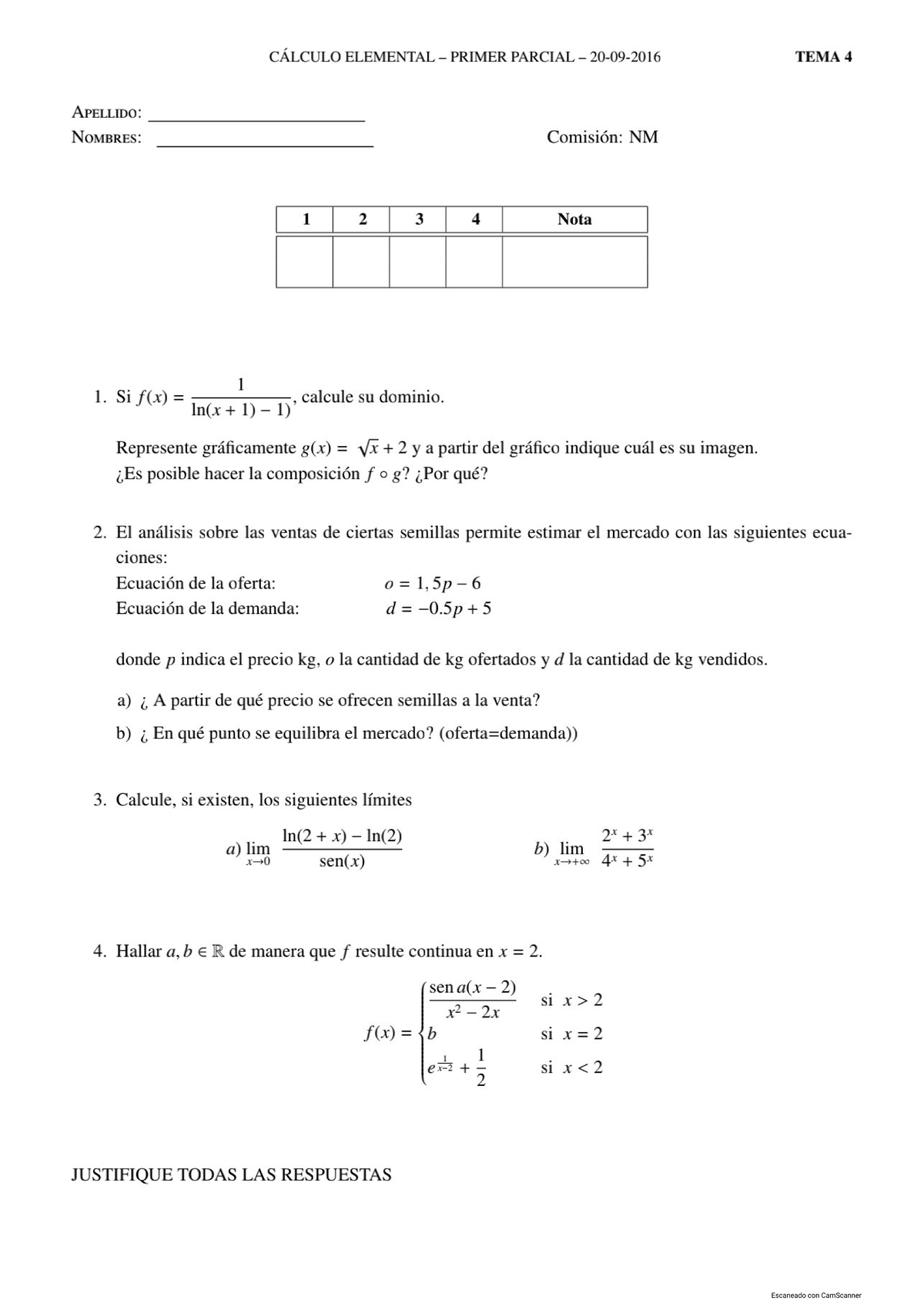 Primeros parciales - CÁLCULO ELEMENTAL - PRIMER PARCIAL - 20-09-2016 ...