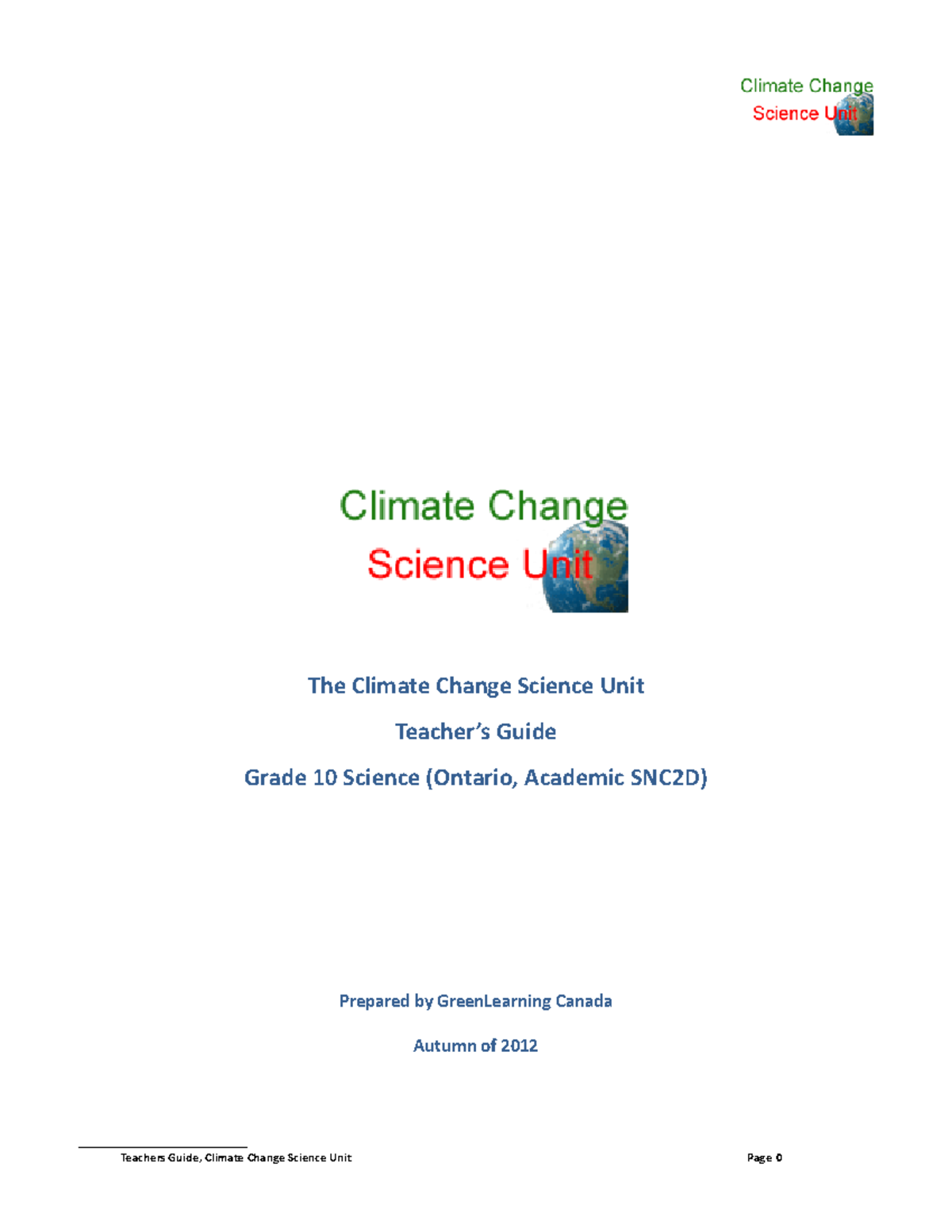 1215 - Notes - The Climate Change Science Unit Teacher’s Guide Grade 10 ...