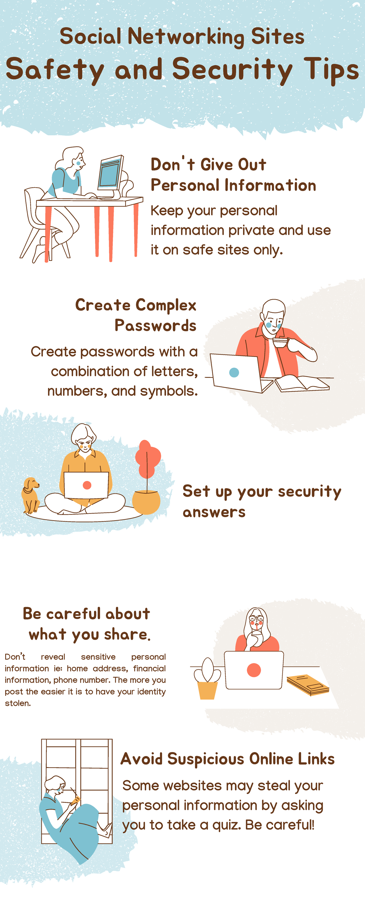 Lined Illustrative Internet Safety Tips Infographic - Social Networking ...