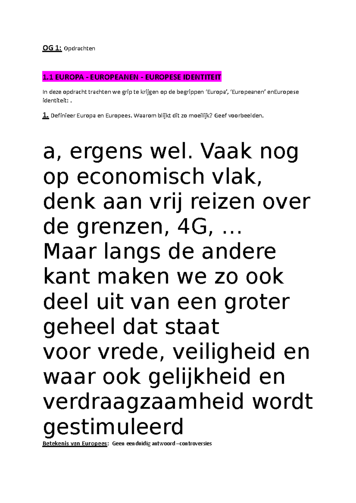 Z OG 1 1 - dsnkcnjcn jd cjnc - OG 1: Opdrachten 1 EUROPA - EUROPEANEN ...
