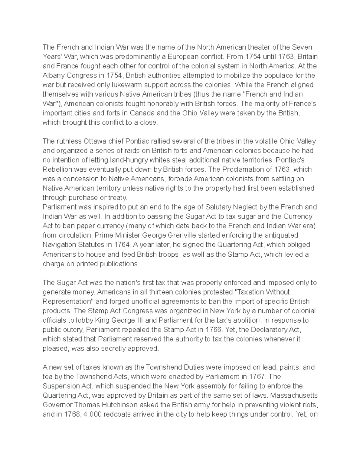 The American Revolution (1754–1781) summary - The French and Indian War ...