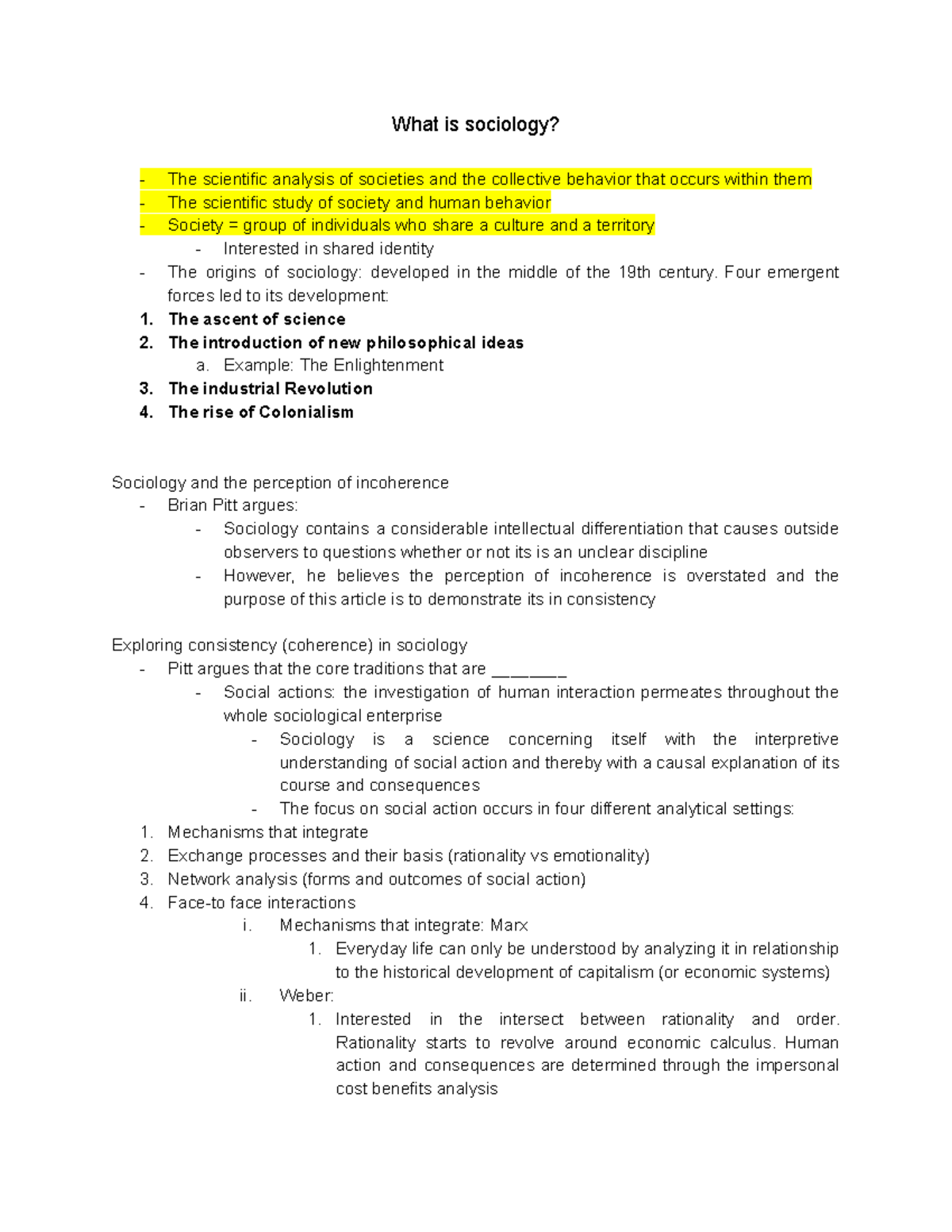 Sociology Notes - What is sociology? 1. 2. 3. 4. The scientific ...