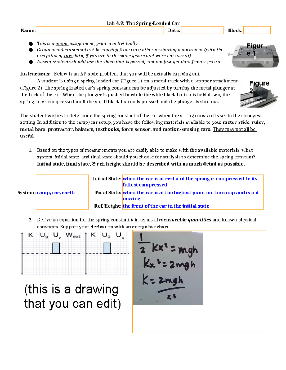 Magdalena Jimenez - Lab The Spring-Loaded Car (AP) - Lab 4: The Spring ...