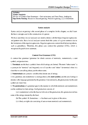 Module 3 Note - Notes - Compiler Design - Studocu